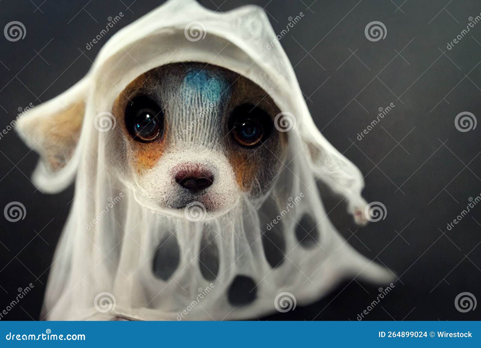 Cute Illustration of a Dog Dressed As a Ghost Stock Illustration ...