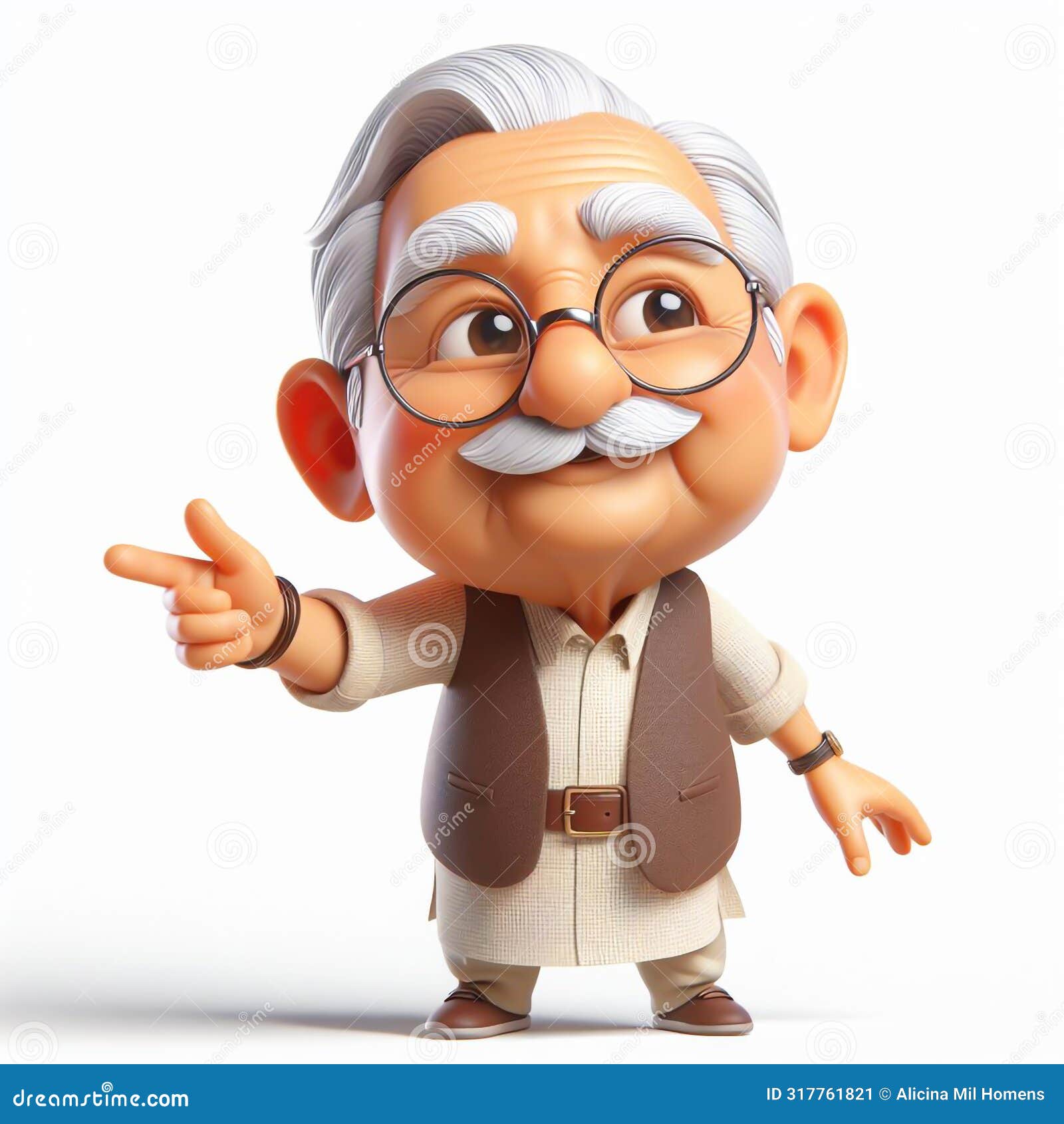 Cute Illustration of Elderly Indian Man on White Background Stock ...