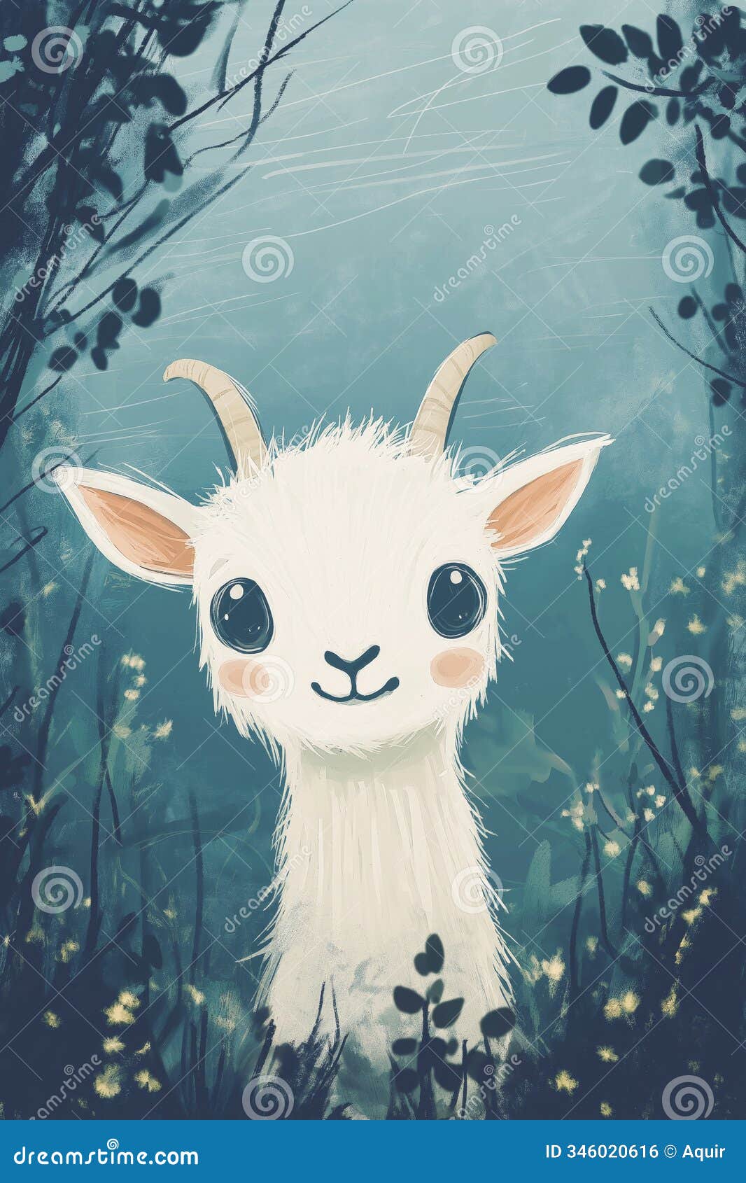 Cute Illustration Of A Goat. Cute Goat Greeting Card | CartoonDealer ...