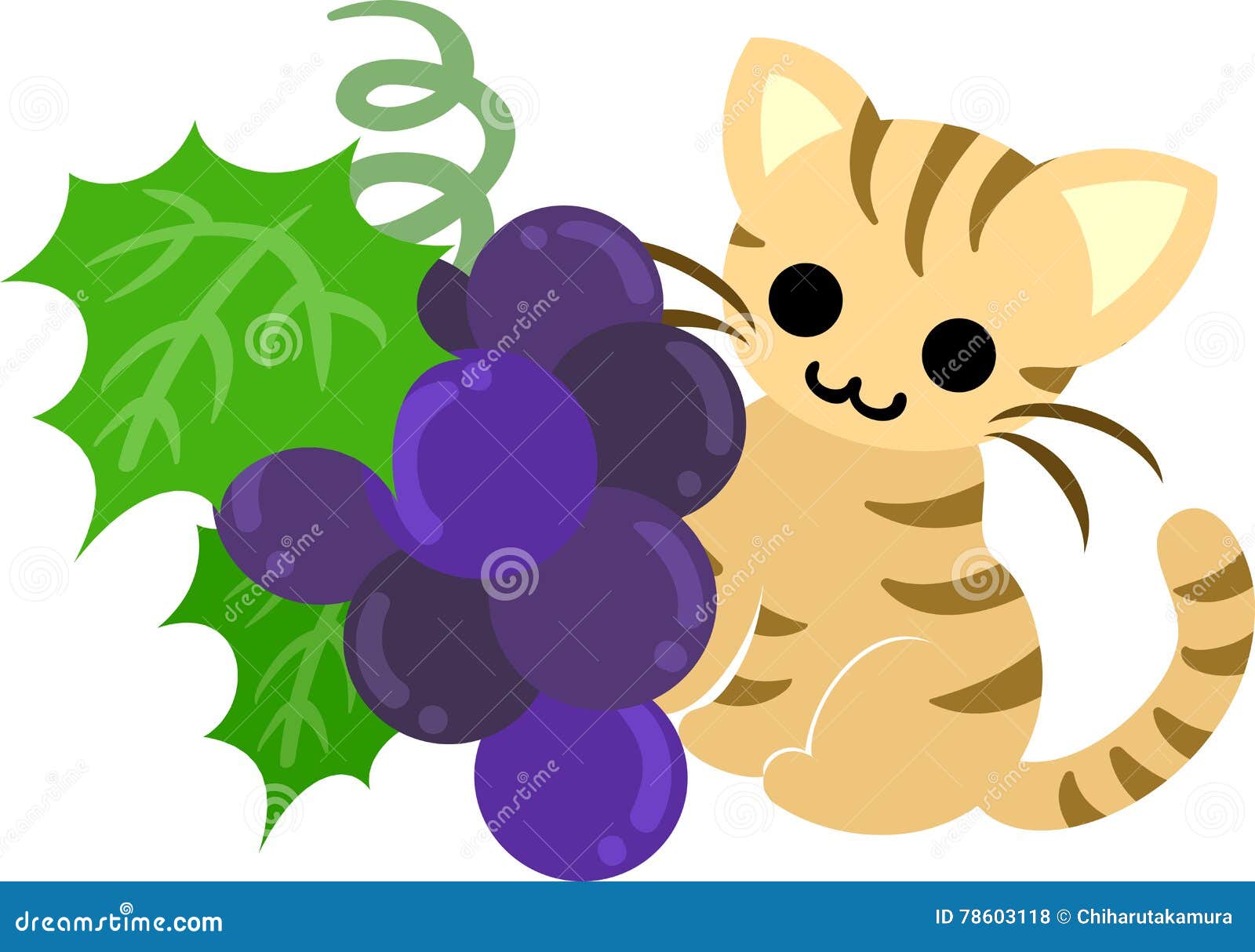 The Cute Illustration of Grapes Stock Vector - Illustration of postcard ...