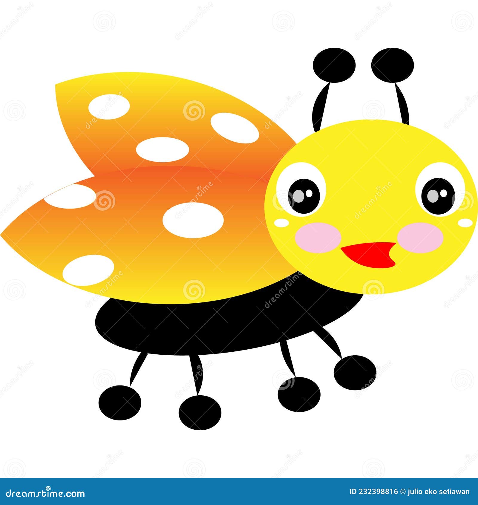 Cute Illustration of Ladybug with Various Smiling Faces Stock Vector ...