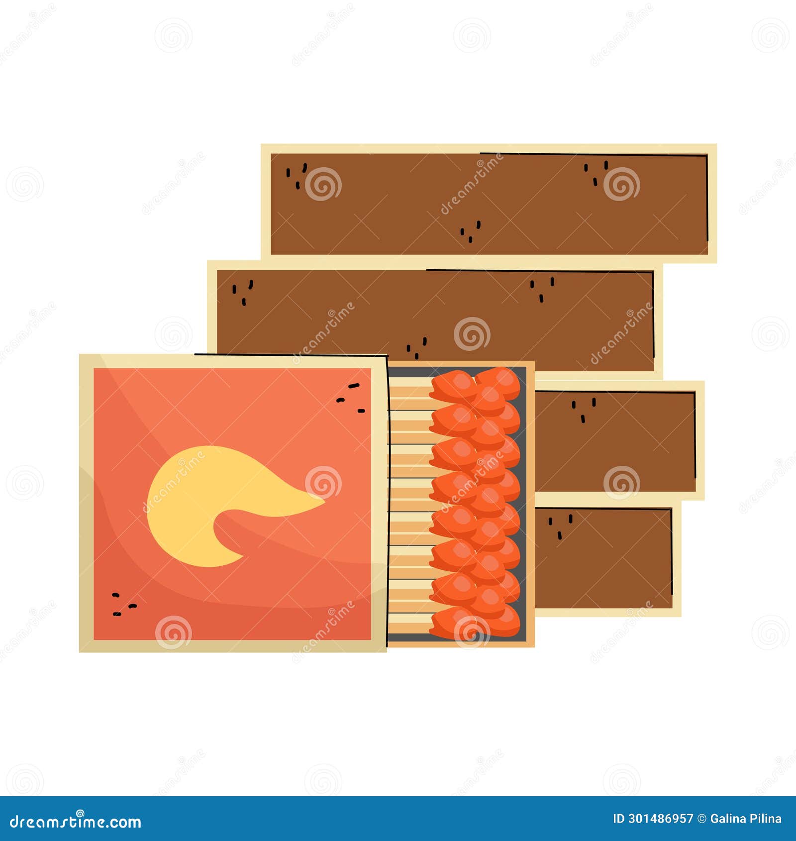An Cute Illustration of Matchbox and Matches. Stock Illustration ...