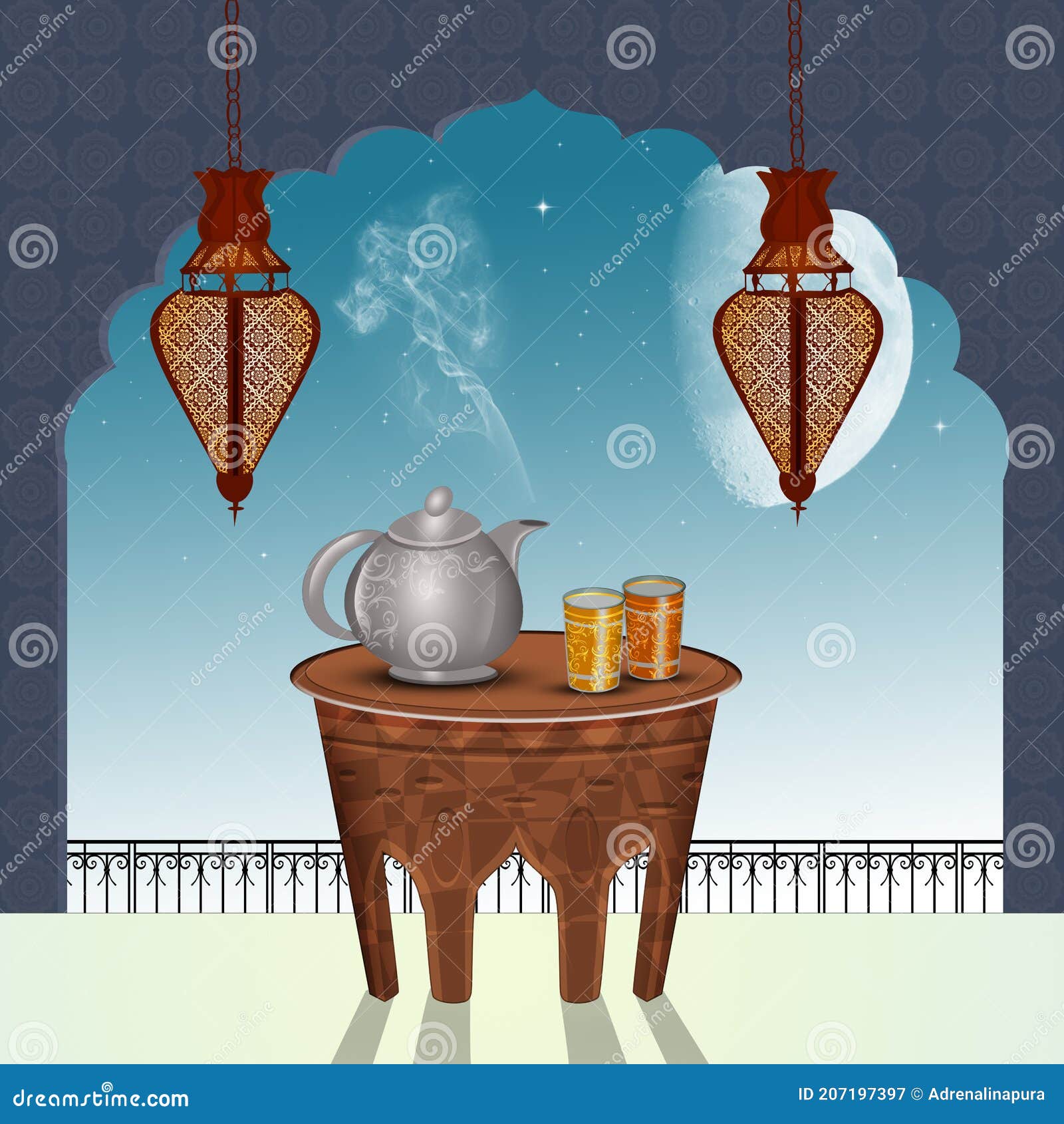 Illustration of Moroccan Tea Service Stock Illustration - Illustration ...