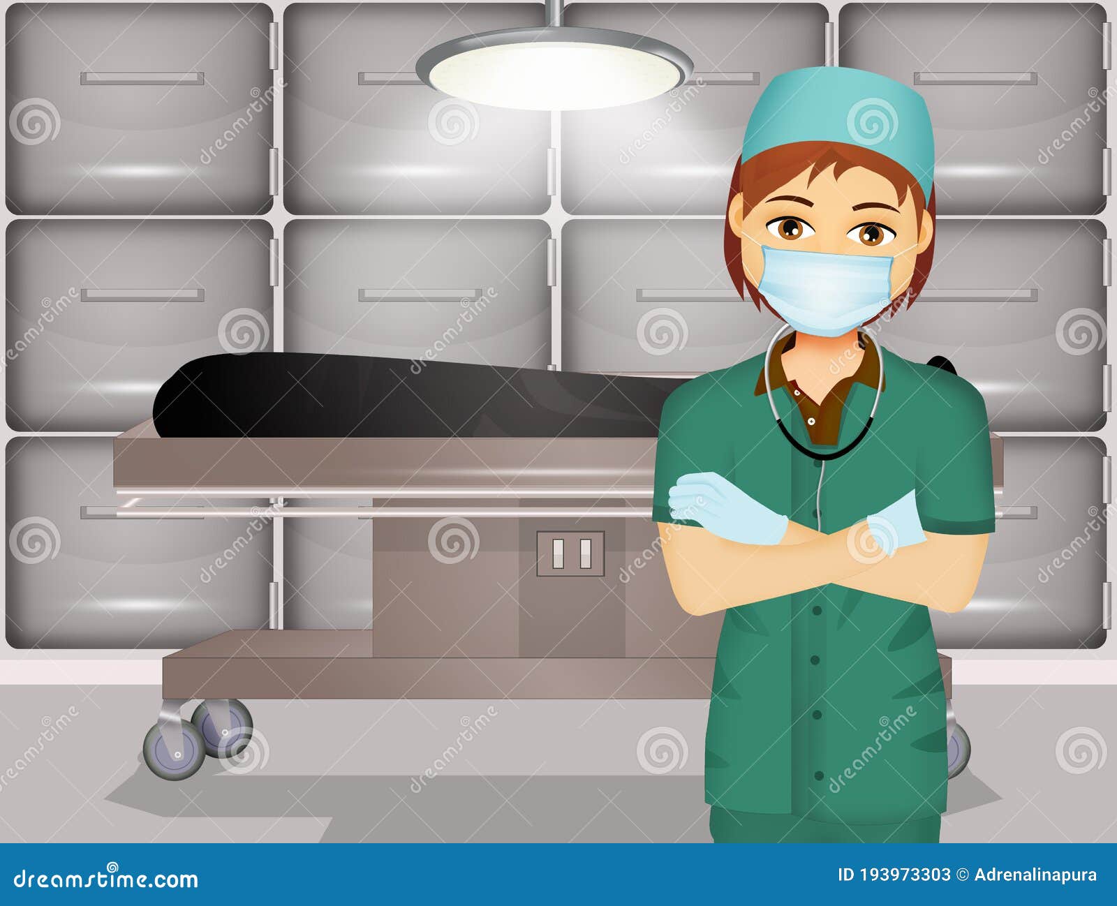 Illustration of Pathologist Performs Autopsy on the Corpse Stock ...