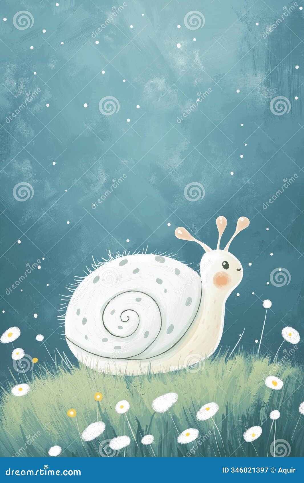 Cute Illustration of a Snail. Cute Snail Greeting Card Stock Illustration - Illustration of ...