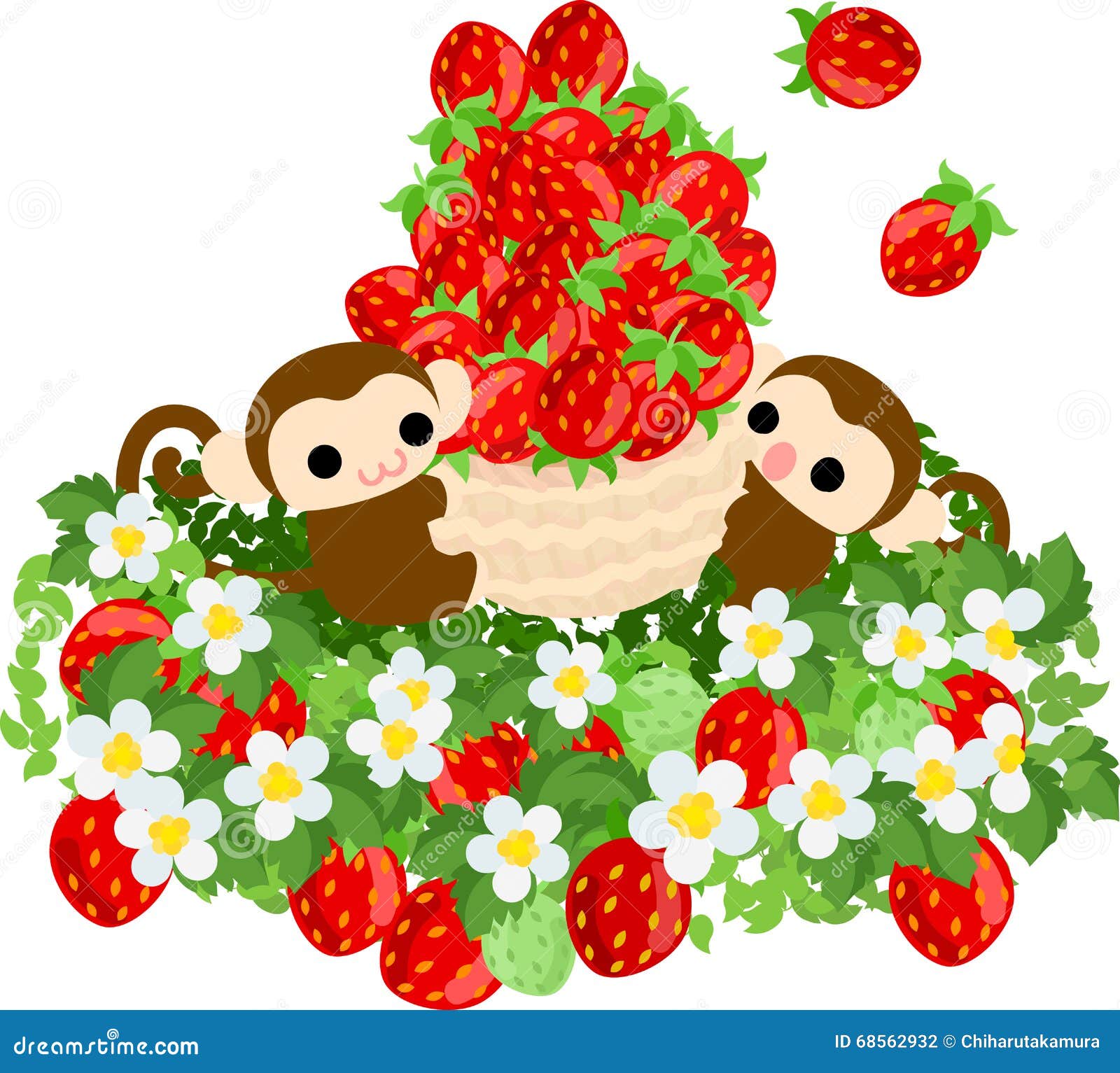 Strawberry Picking Vector Illustration | CartoonDealer.com #87416756