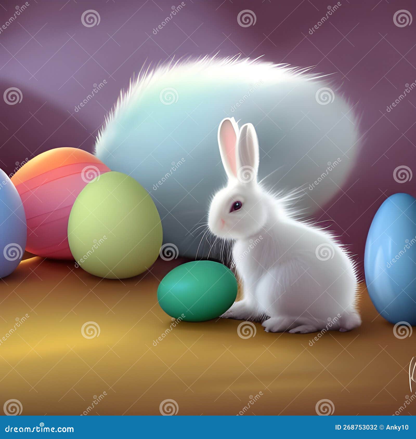 Illustration of White Rabbit with Easter Eggs Stock Illustration ...