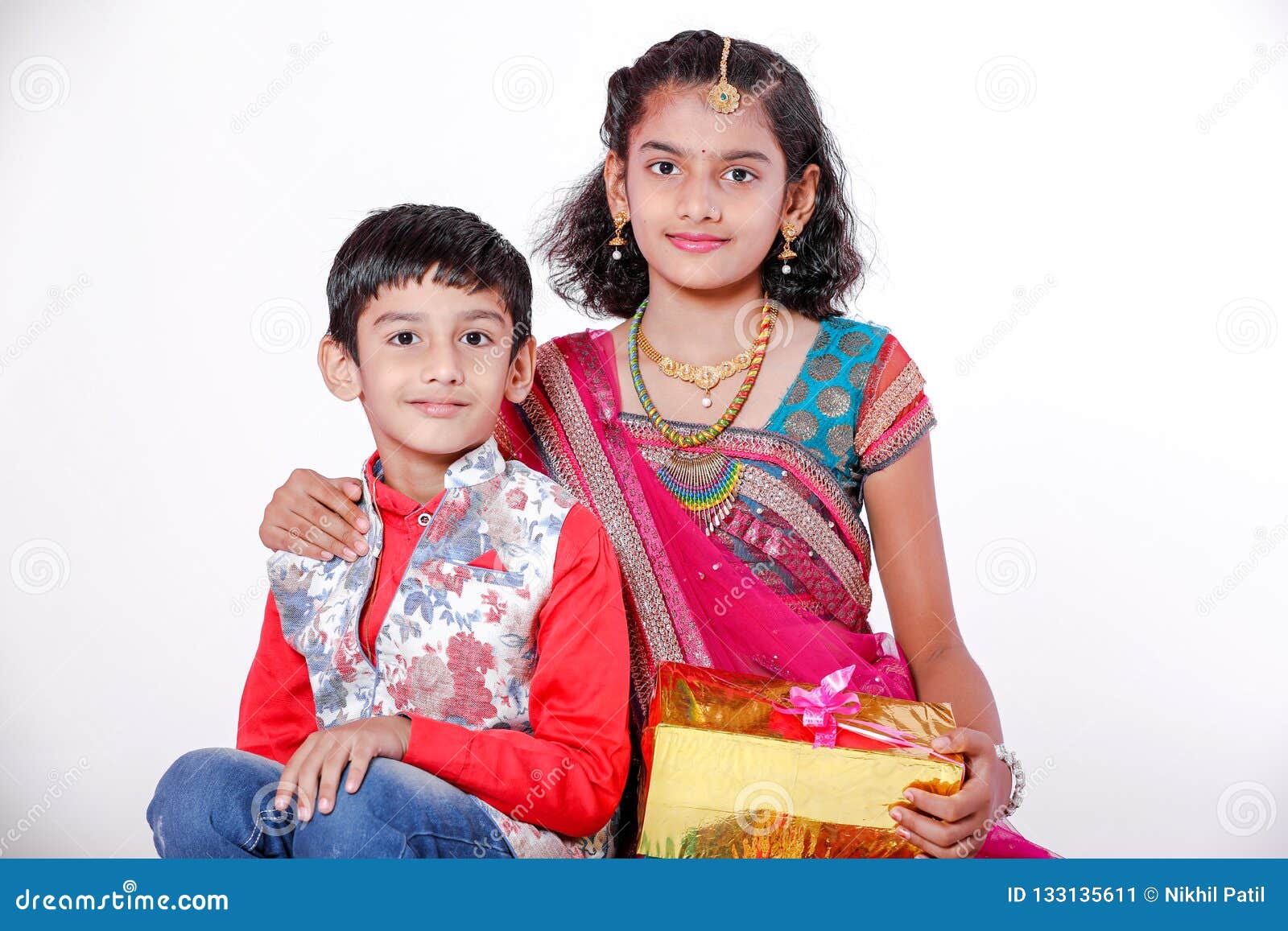 Cute Indian Brother And Sister Celebrating Raksha Bandhan Festival