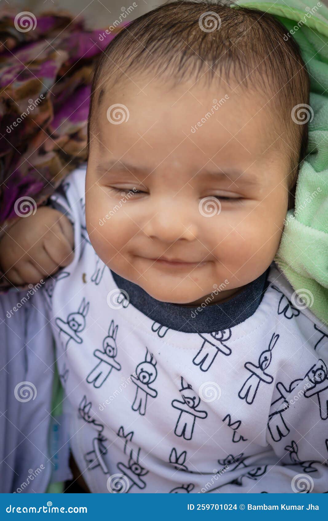 Cute Infant Facial Expression Resting from Top Angle Stock Photo ...
