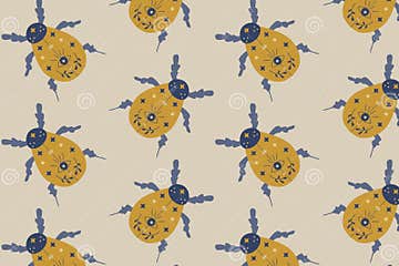 Cute Insect Bug with Celestial Elements Moon, Star Stock Illustration ...