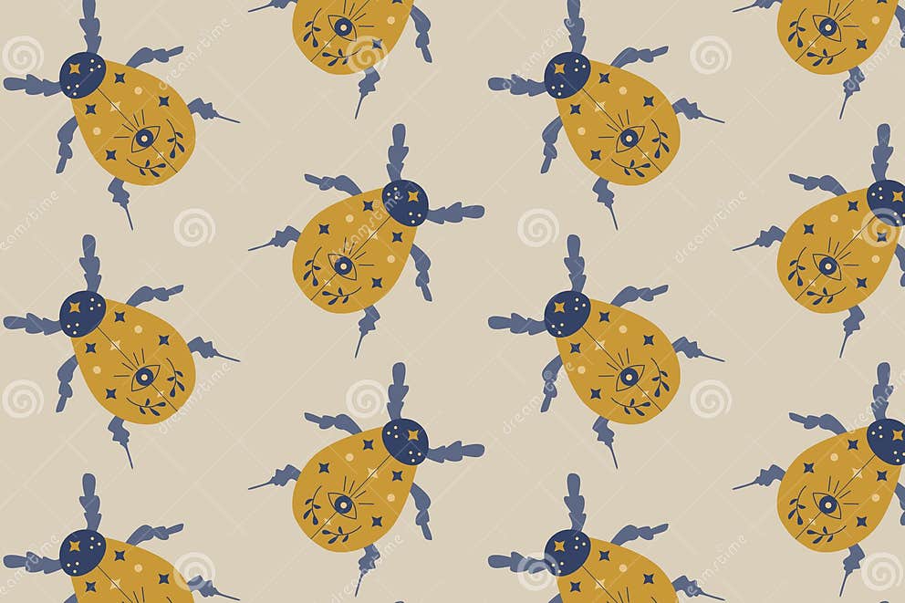 Cute Insect Bug with Celestial Elements Moon, Star Stock Vector ...