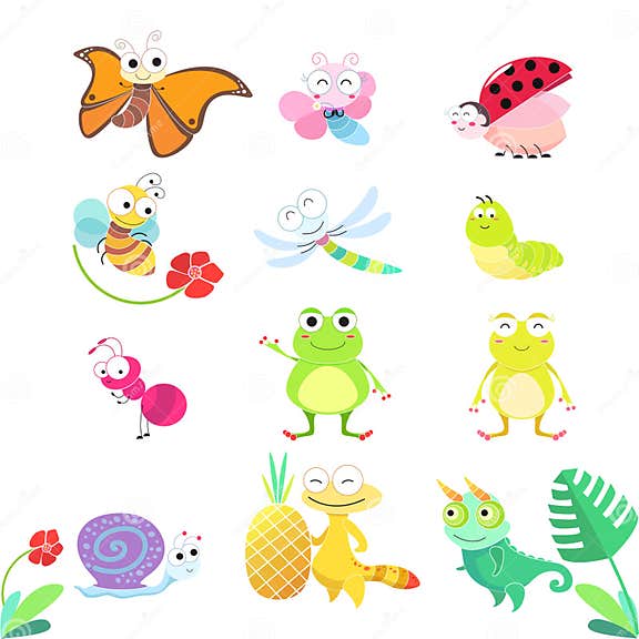 Cute Insects stock vector. Illustration of animals, white - 147109385