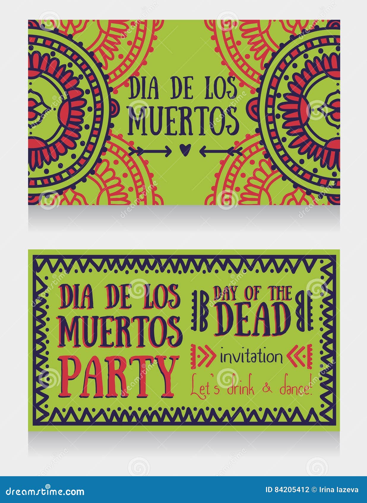 Dia De Los Muertos Cards Set Cartoon Vector | CartoonDealer.com #155719733