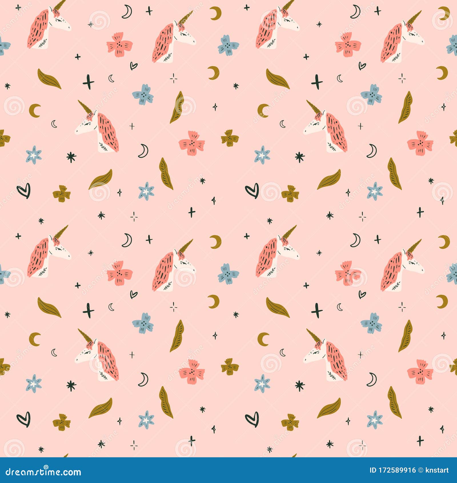 Cute Isolated Stylish Boho Unicorns Seamless Pattern Design Good Night