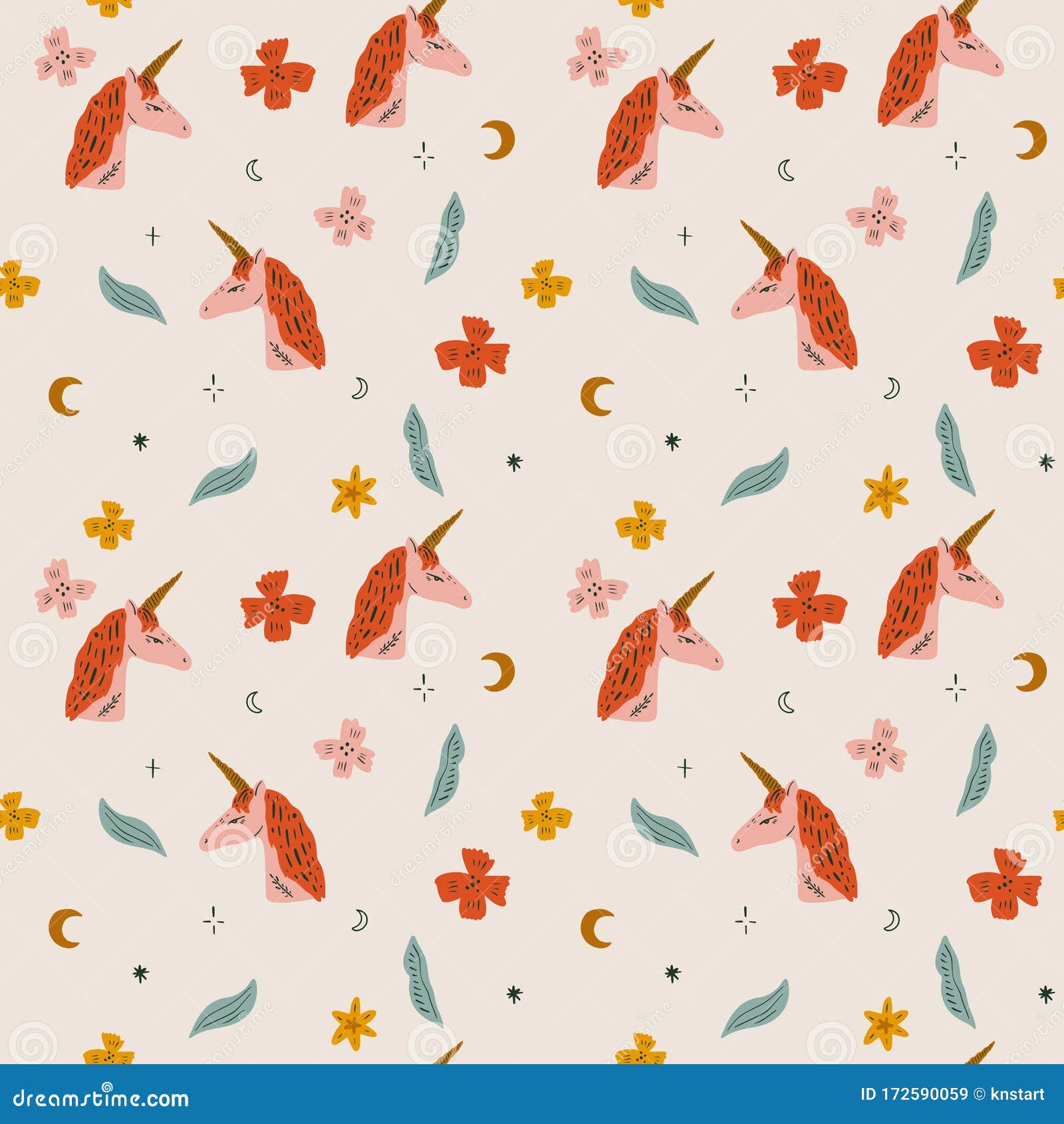 Cute Isolated Stylish Boho Unicorns Seamless Pattern Design Good Night