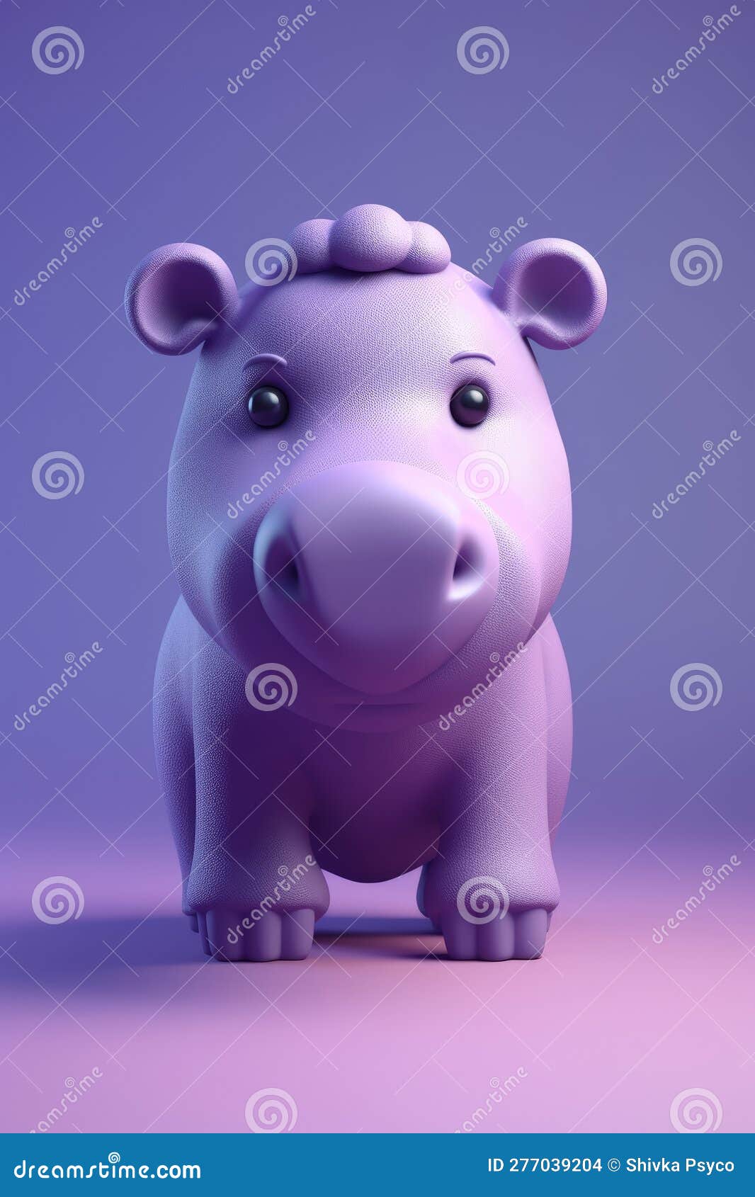 Cute Isometric Purple Hippopotamus Generative AI Stock Illustration ...