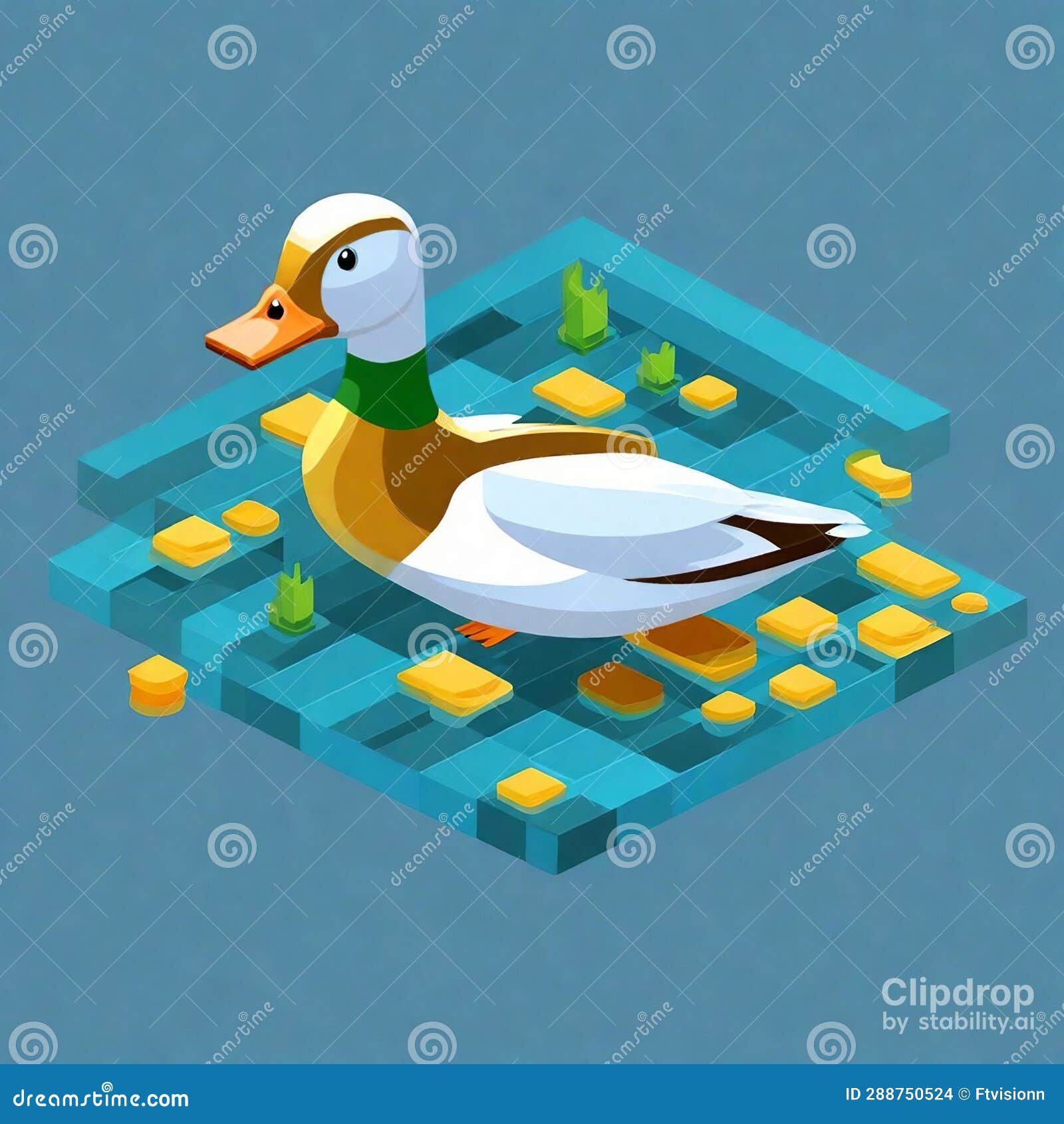 Cute isometric style duck stock illustration. Illustration of mallard ...