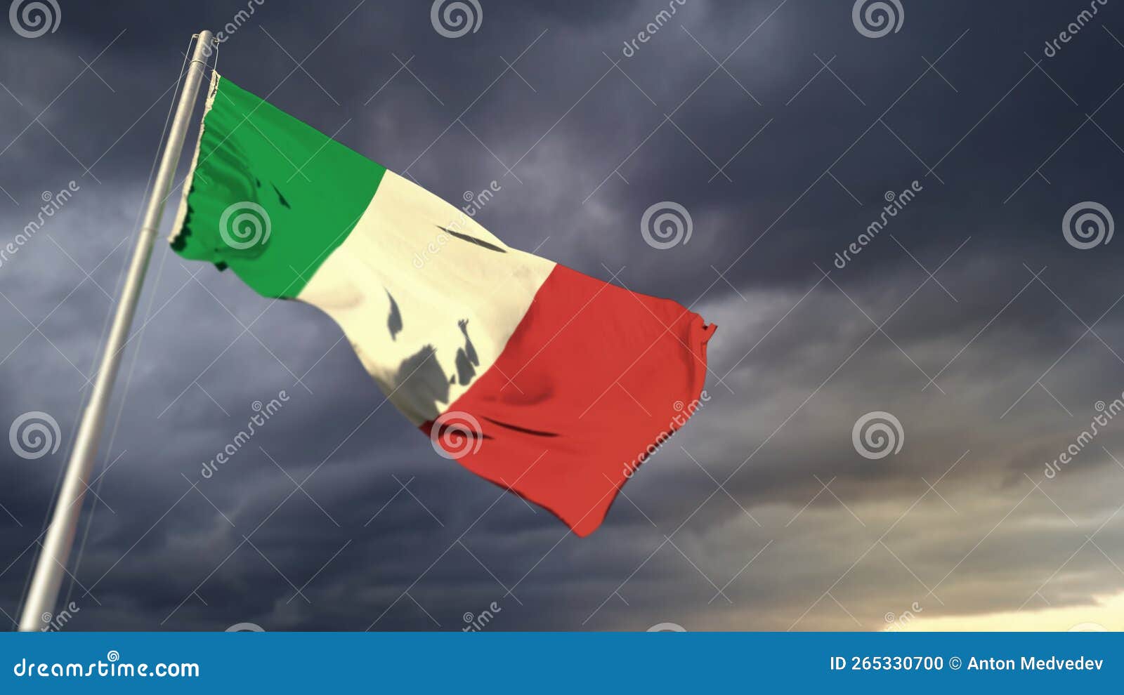 Cute Italy Flag on Massive Dark Clouds Bg - Abstract 3D Rendering Stock ...