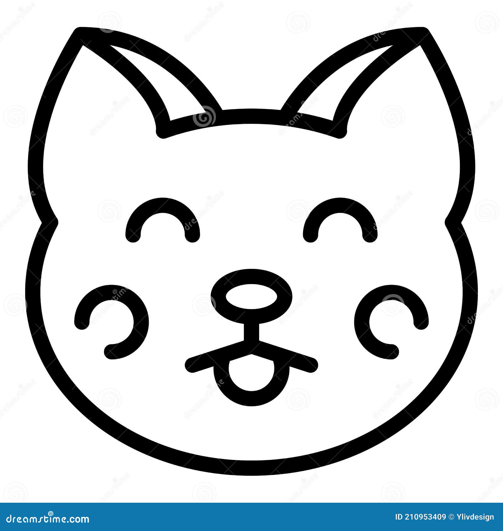 Cute Japanese Cat Icon, Outline Style Stock Vector - Illustration of ...