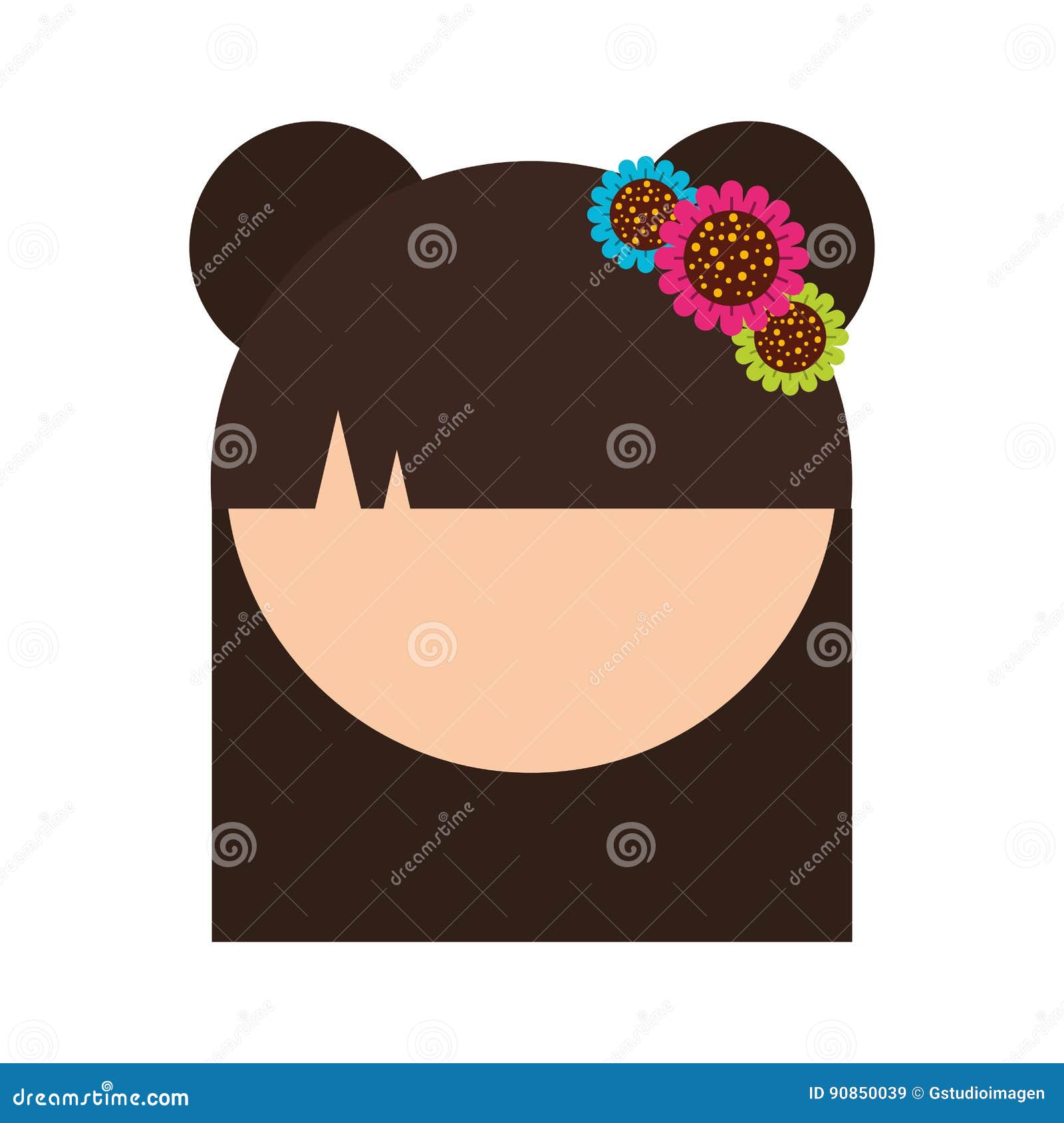 Cute japanese doll head stock vector. Illustration of doll - 90850039