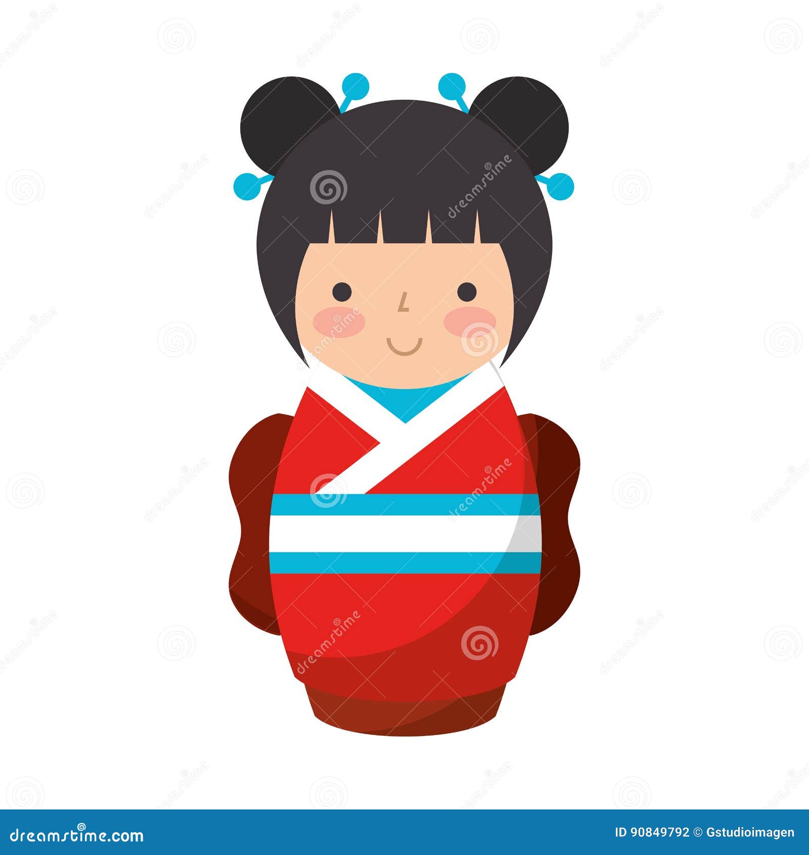 Cute japanese doll icon stock vector. Illustration of little - 90849792