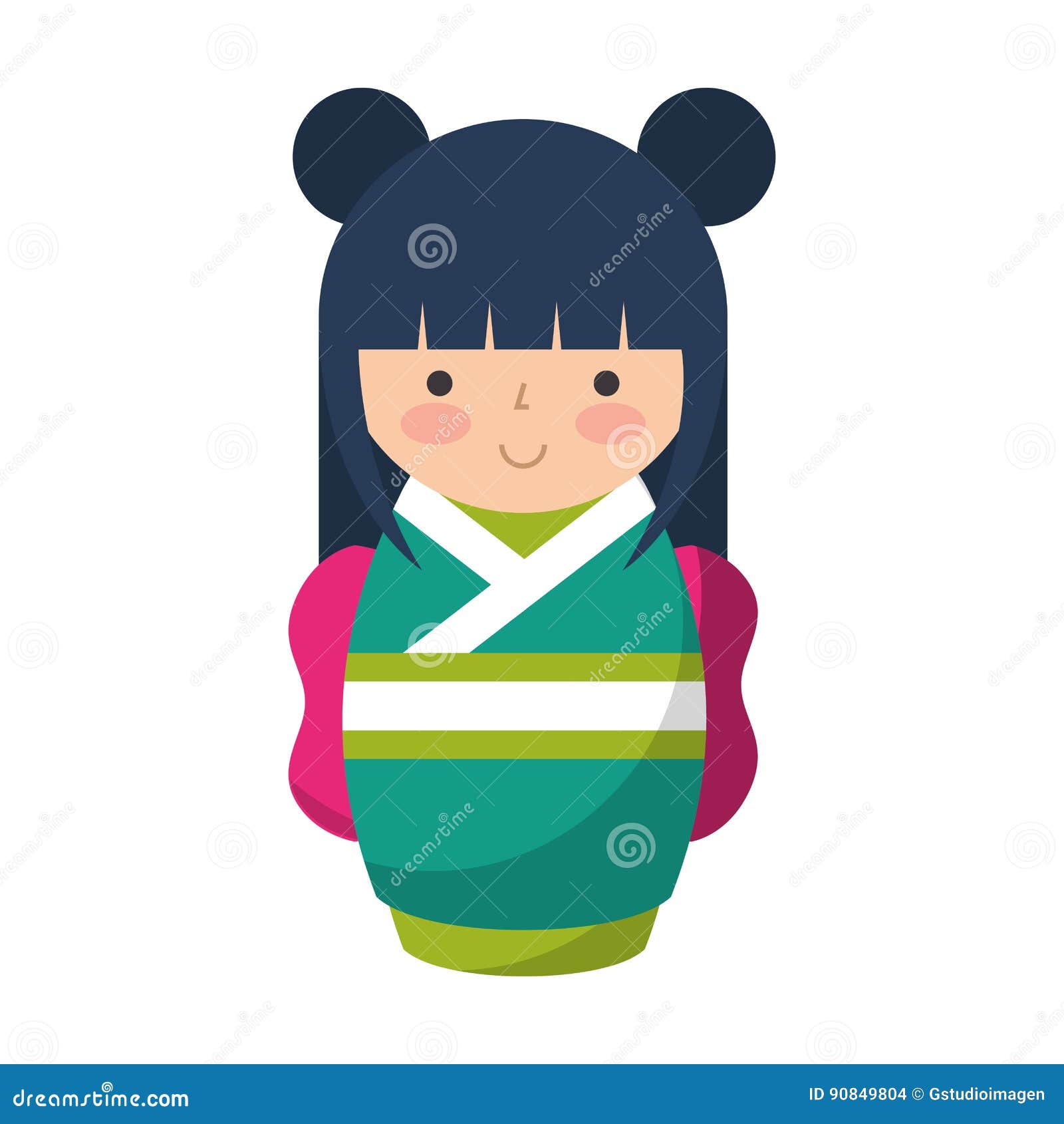 Cute japanese doll icon stock vector. Illustration of kimono - 90849804