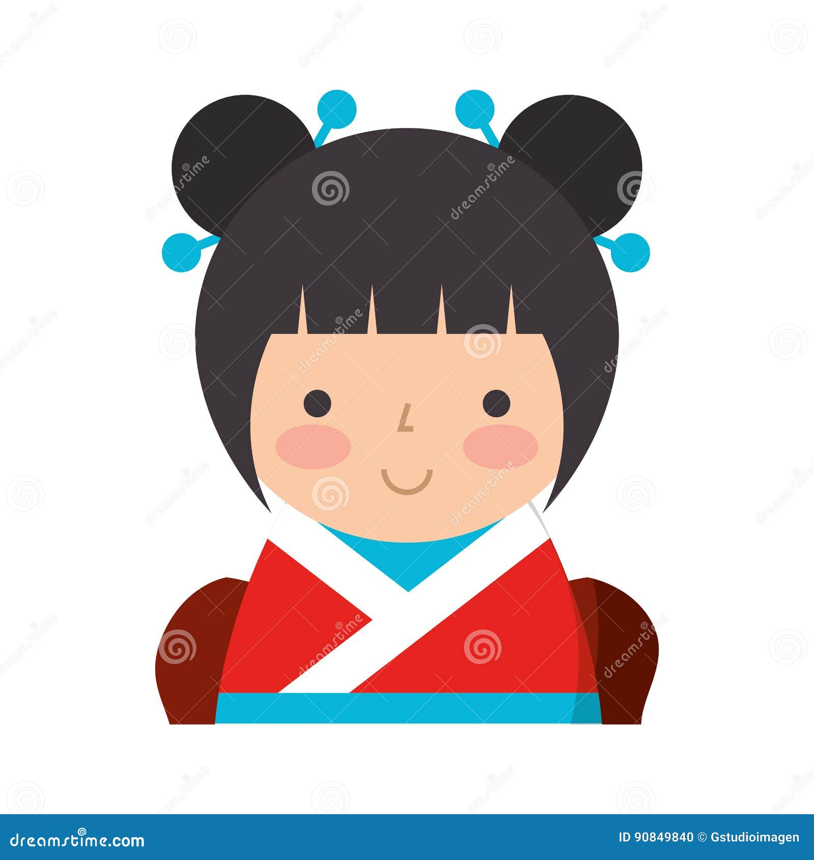 Cute japanese doll icon stock vector. Illustration of avatar - 90849840