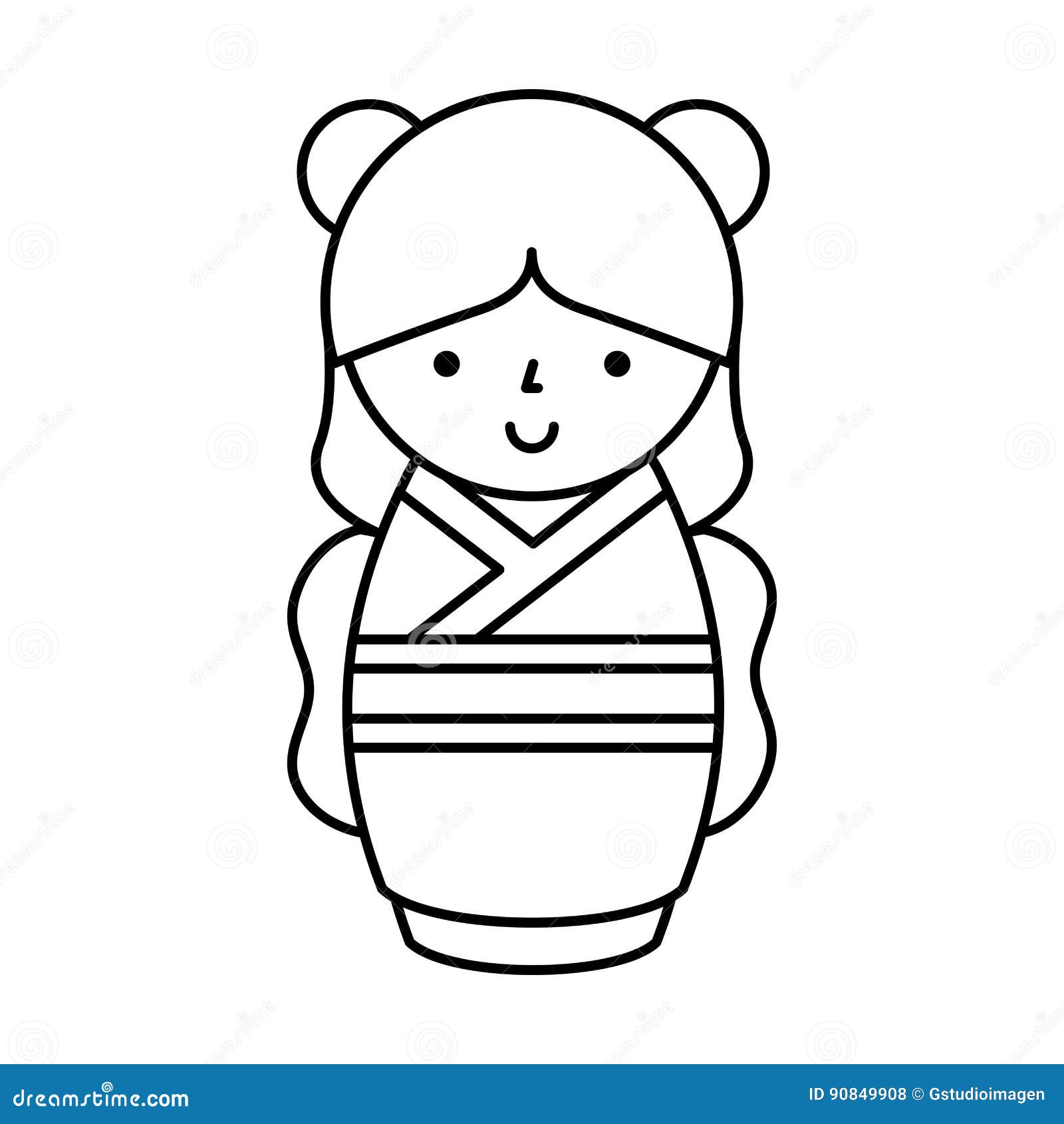 Cute japanese doll icon stock vector. Illustration of asia - 90849908