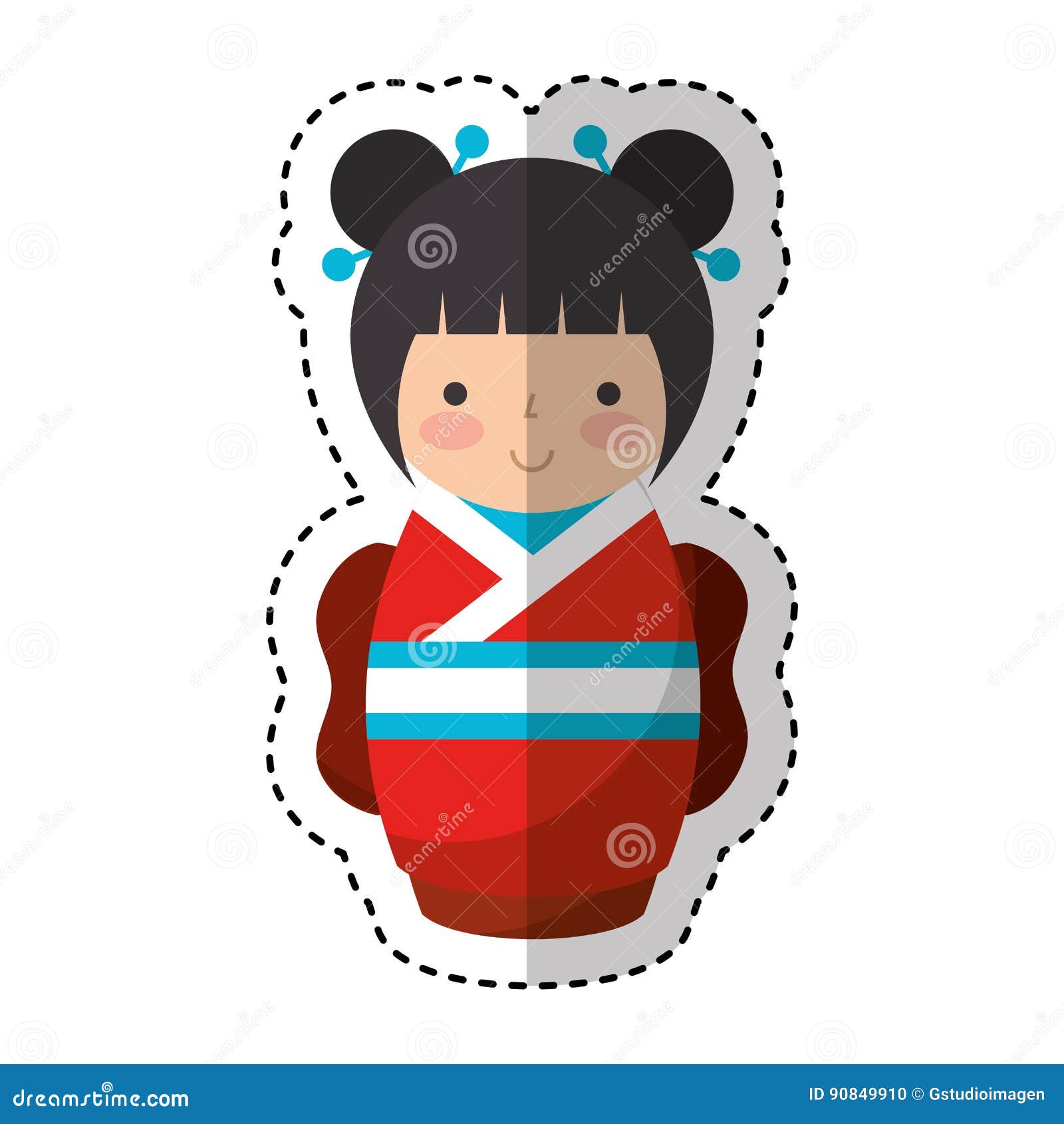 Cute japanese doll icon stock vector. Illustration of graphic - 90849910