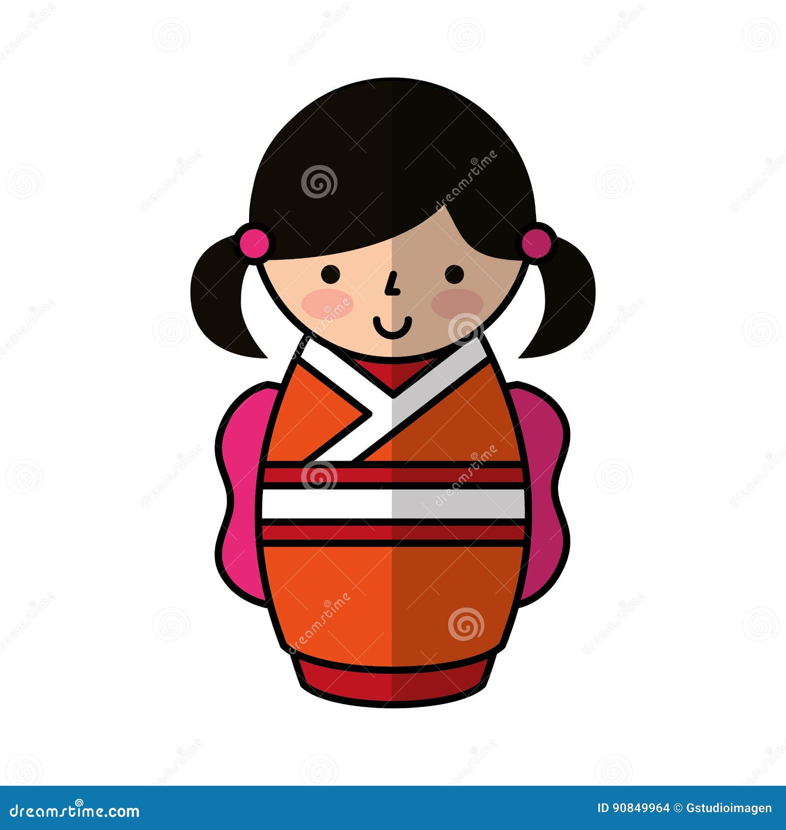 Cute japanese doll icon stock vector. Illustration of avatar - 90849964