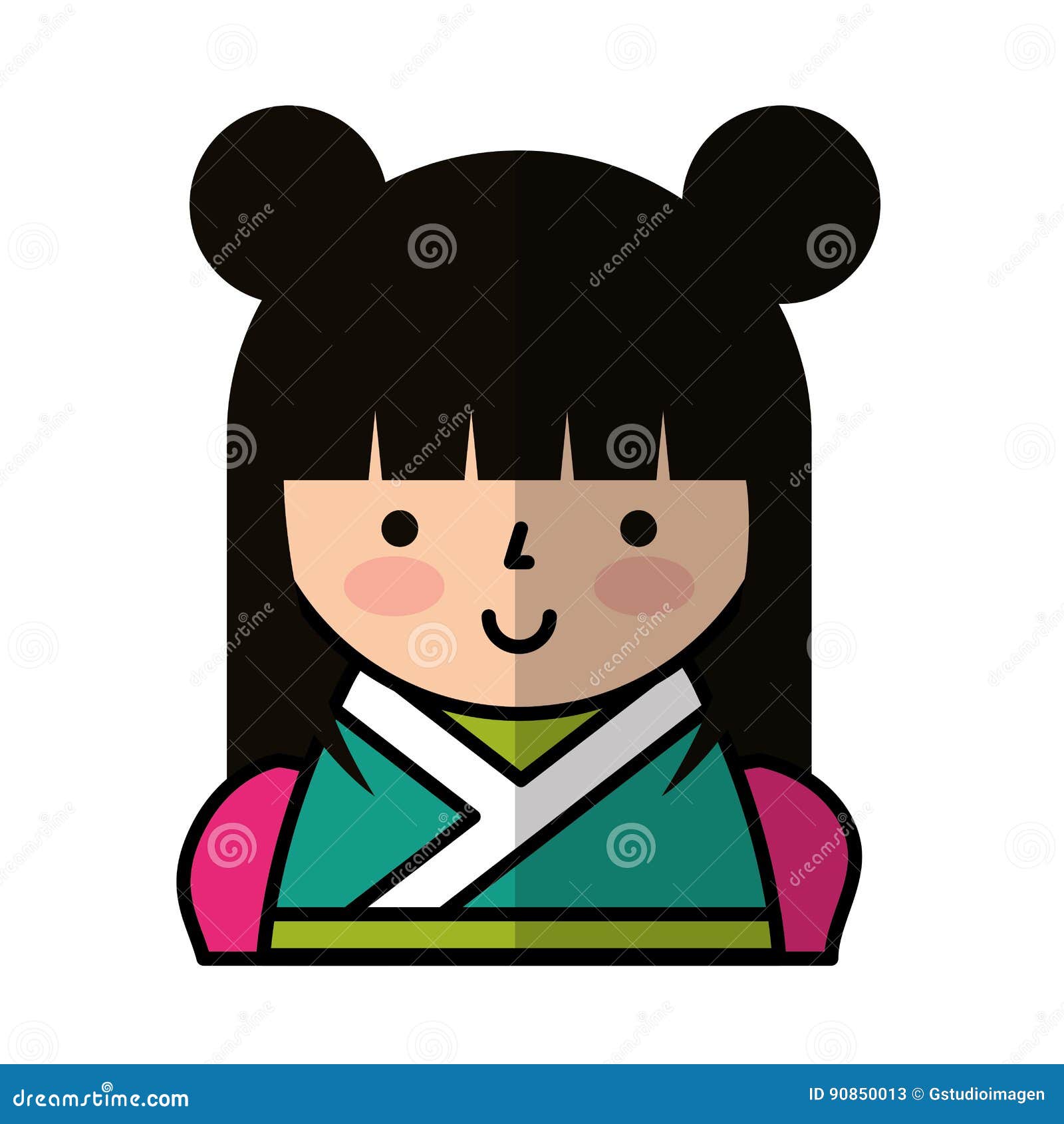 Cute japanese doll icon stock vector. Illustration of icon - 90850013
