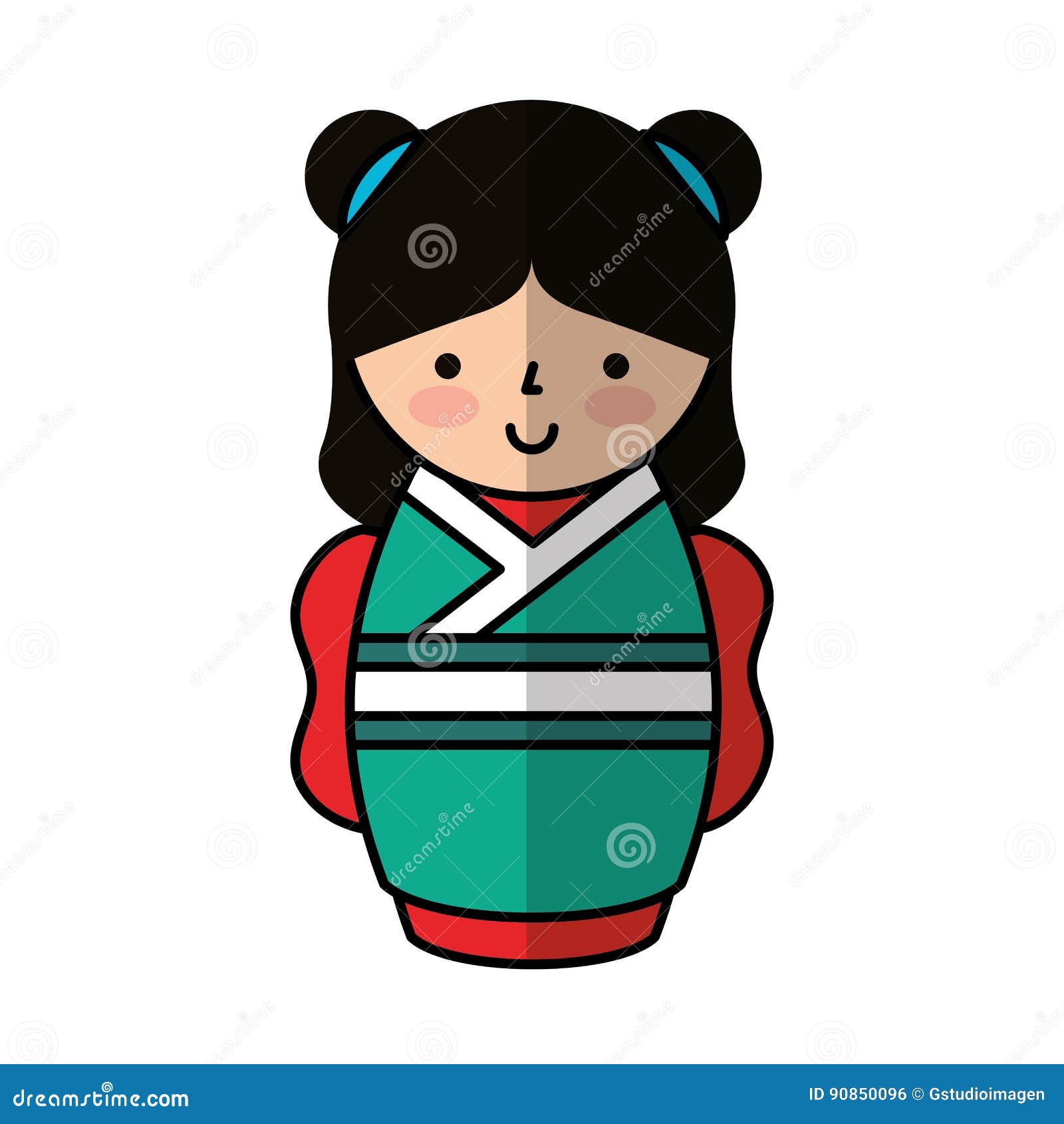 Cute japanese doll icon stock vector. Illustration of japan - 90850096