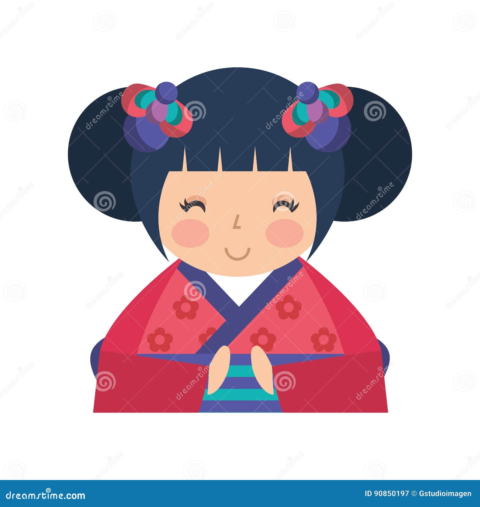 Cute japanese doll icon stock vector. Illustration of cute - 90850197