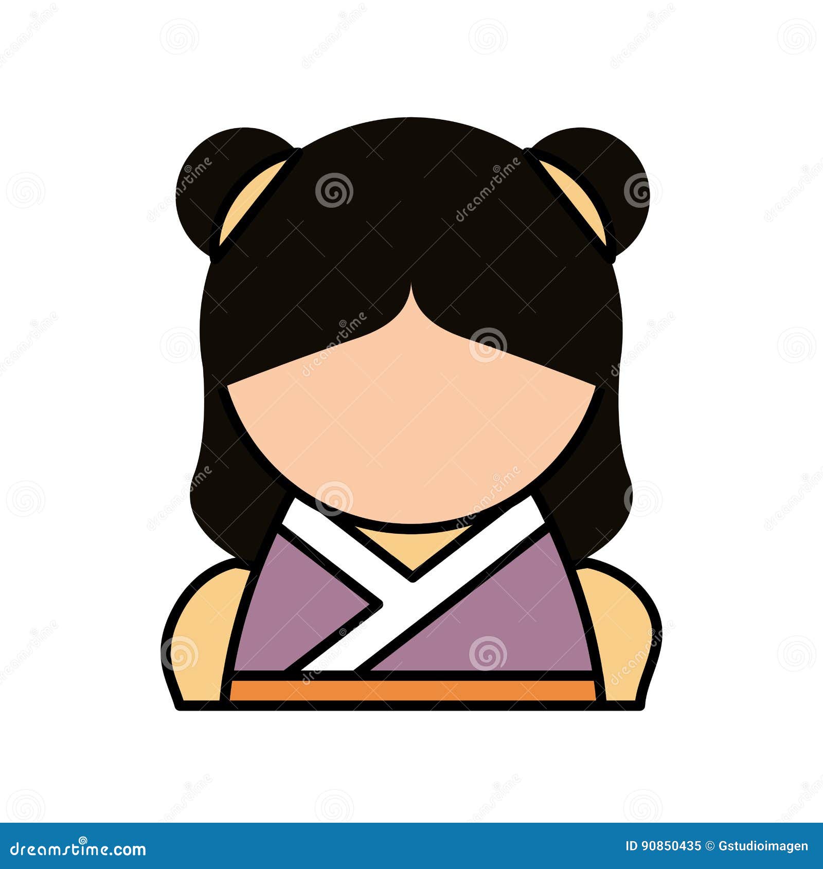 Cute japanese doll icon stock vector. Illustration of culture - 90850435