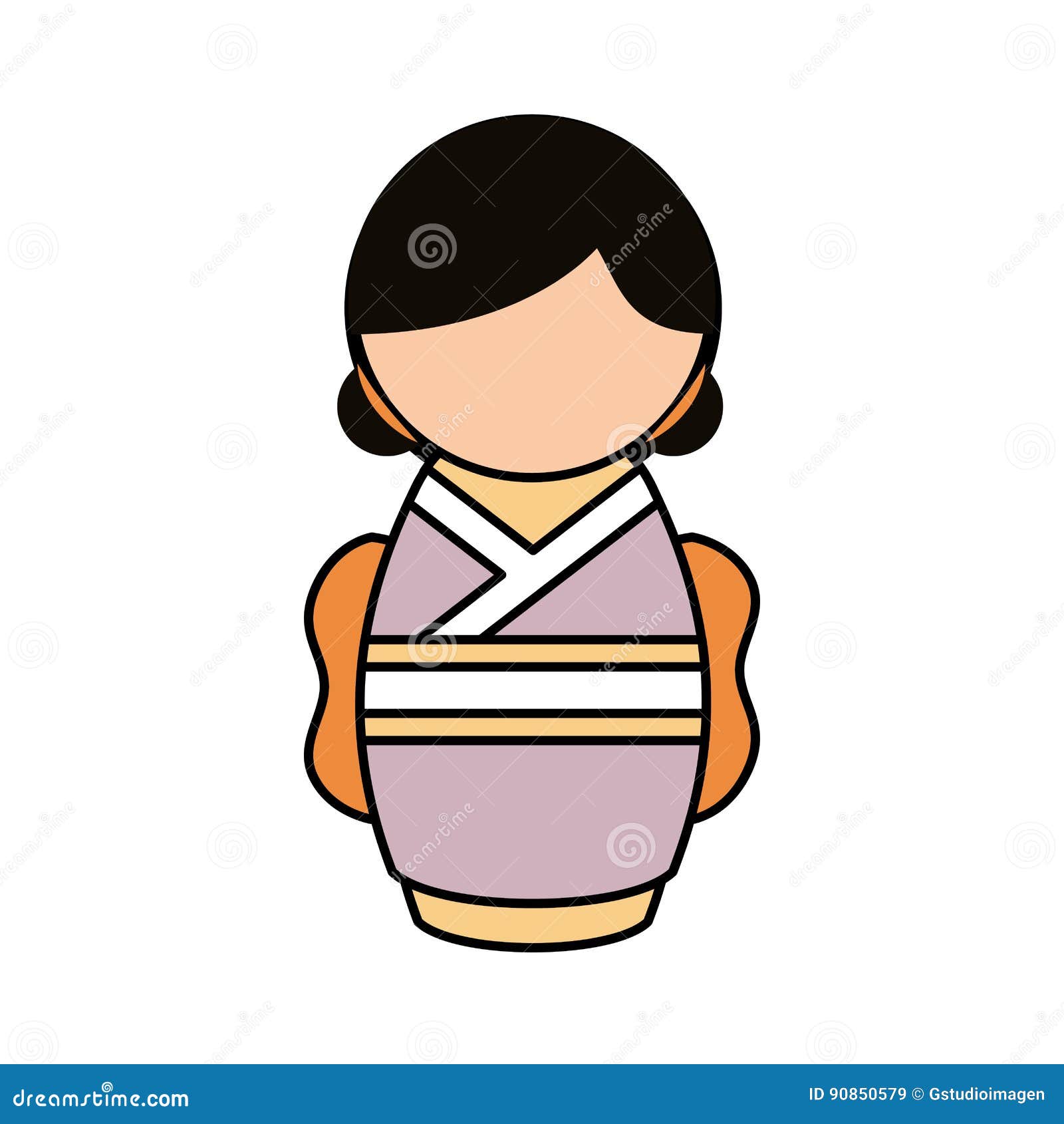 Cute japanese doll icon stock vector. Illustration of female - 90850579