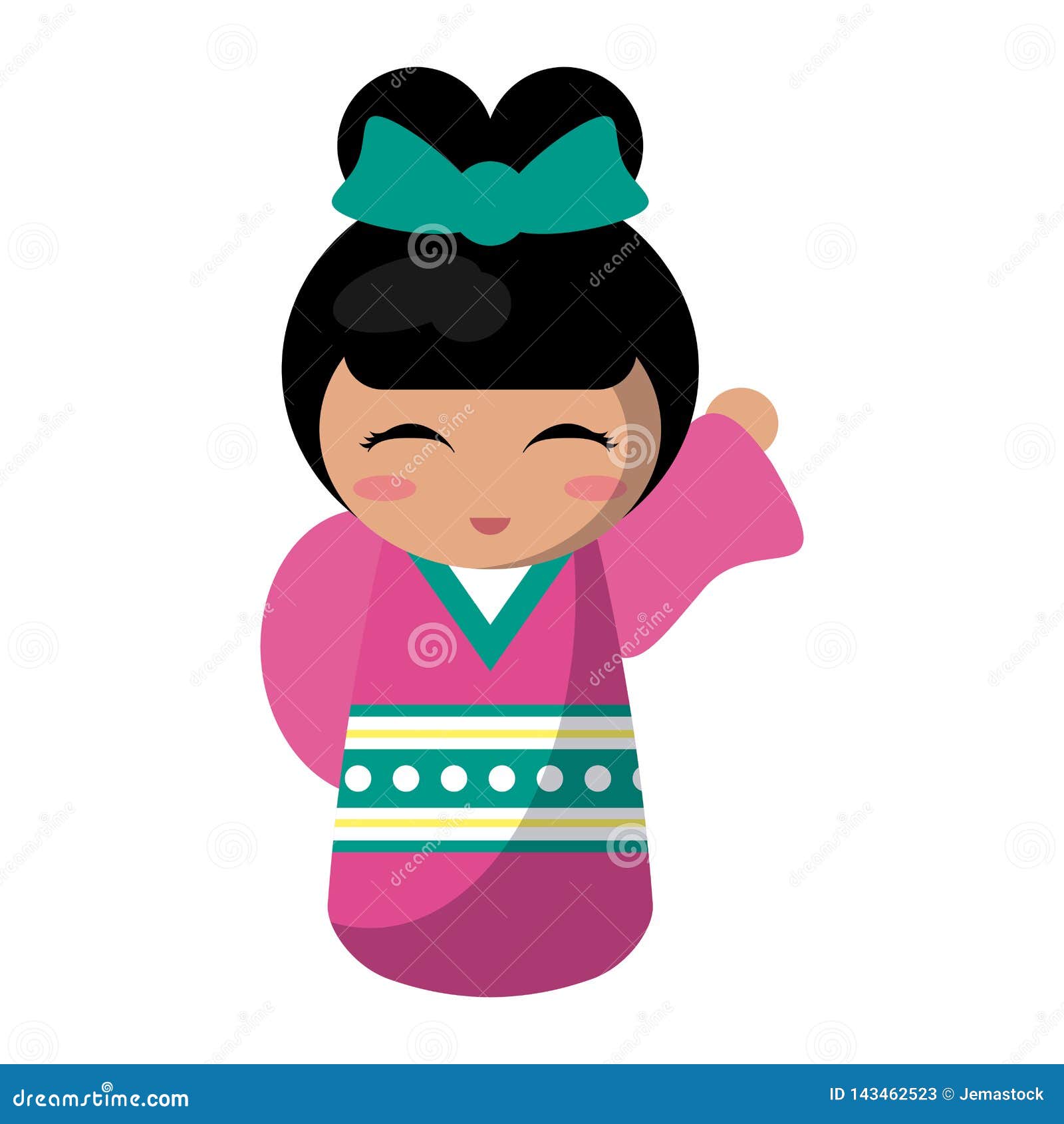 Cute Japanese Girl With Kimono Stock Vector Illustration Of Fashion