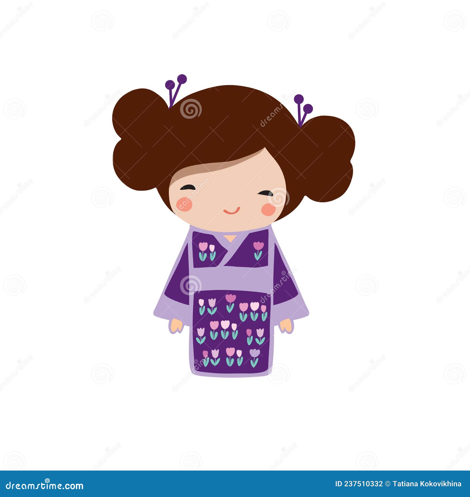 Cute Japanese Girl. Vector. Stock Vector - Illustration of folk, doll ...