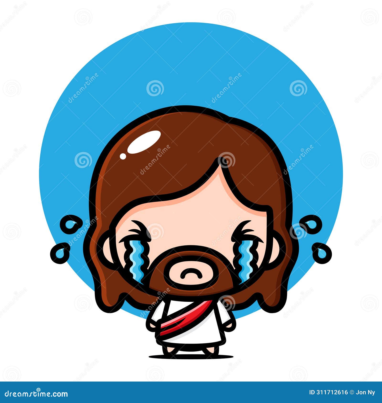 Cute Jesus Christ is Crying Stock Vector - Illustration of happy ...