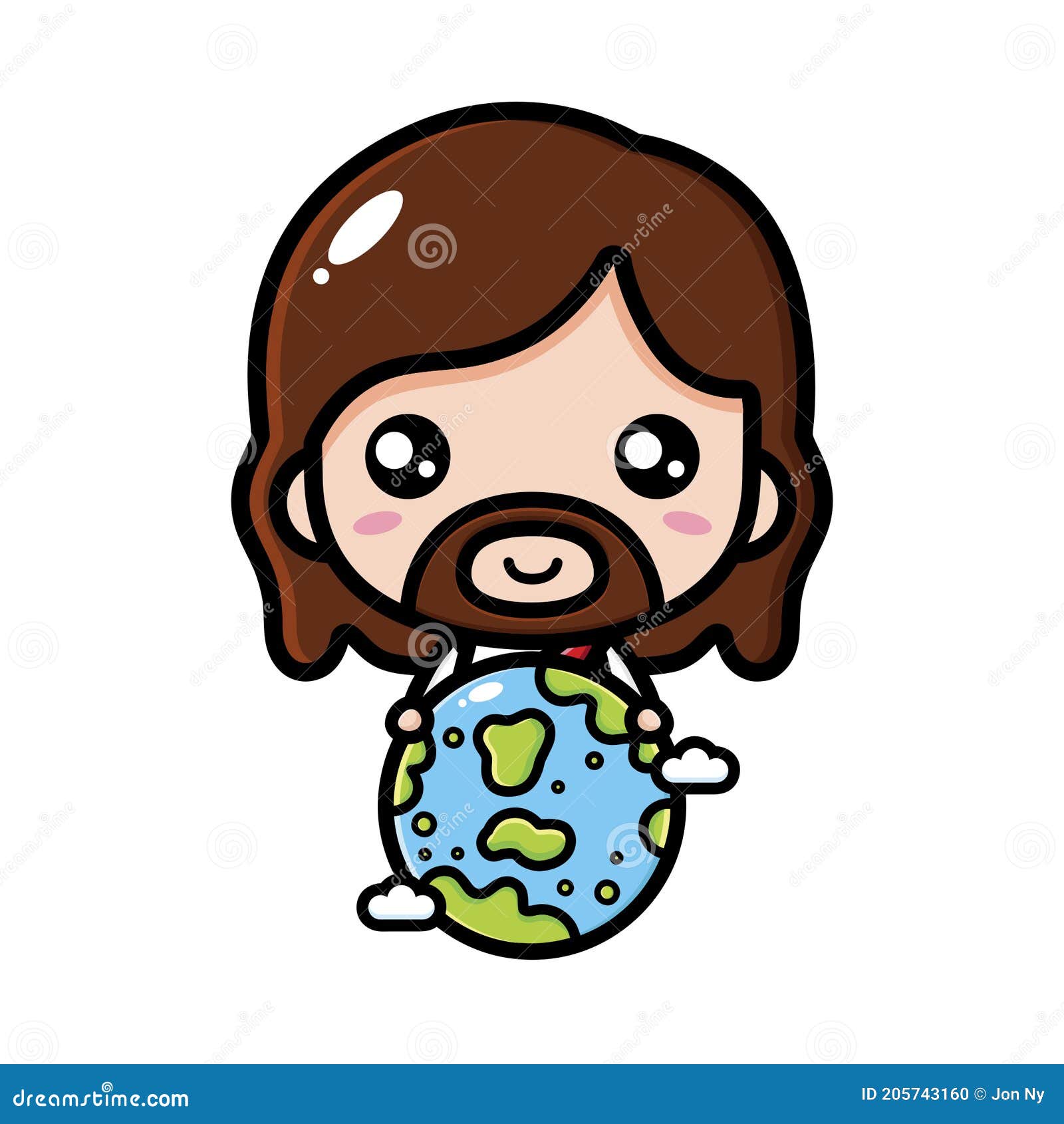 Cute Jesus Christ Embracing the Earth Stock Vector - Illustration of ...