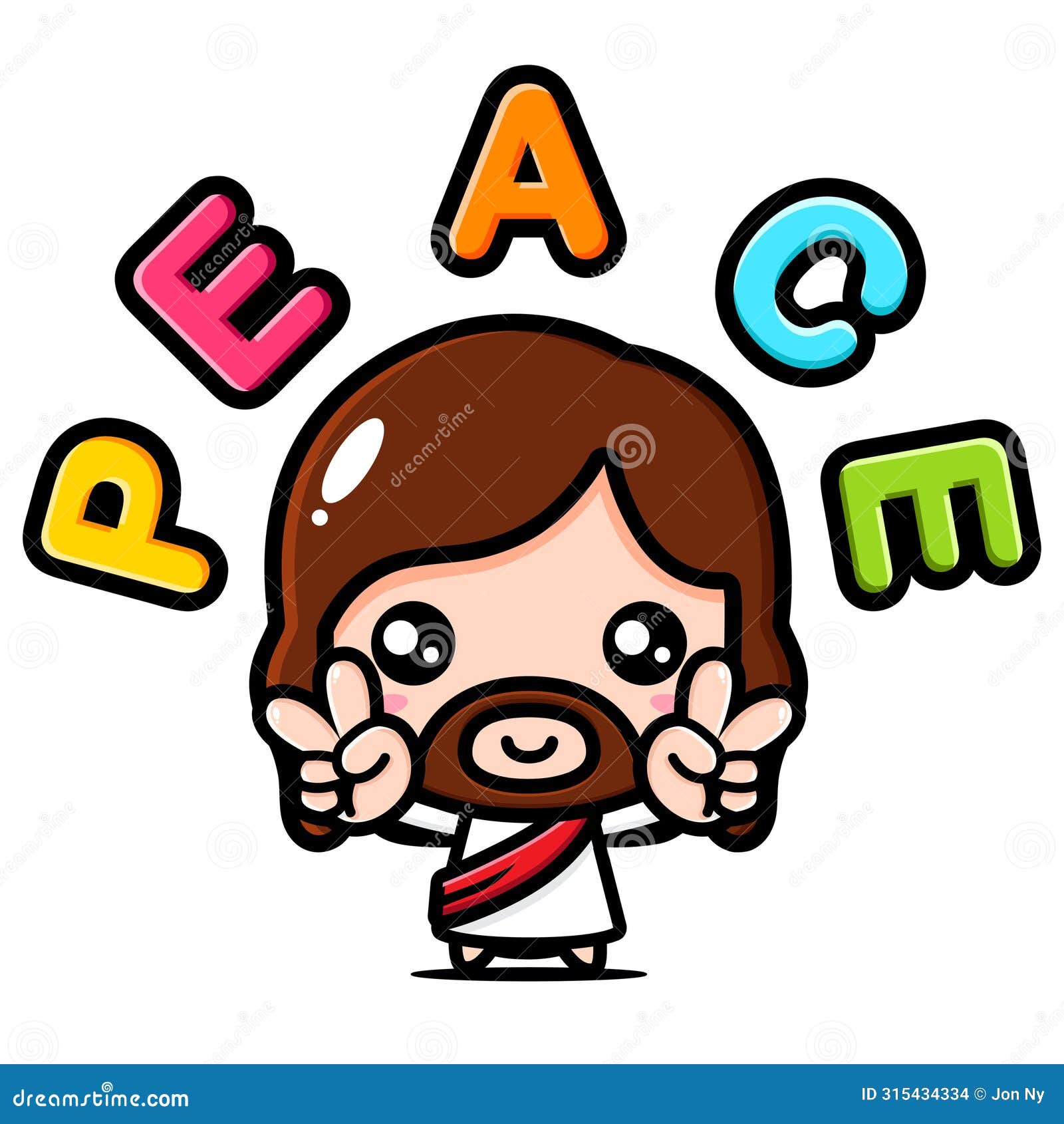 Cute Jesus Peaceful Finger Pose Stock Vector - Illustration of ...