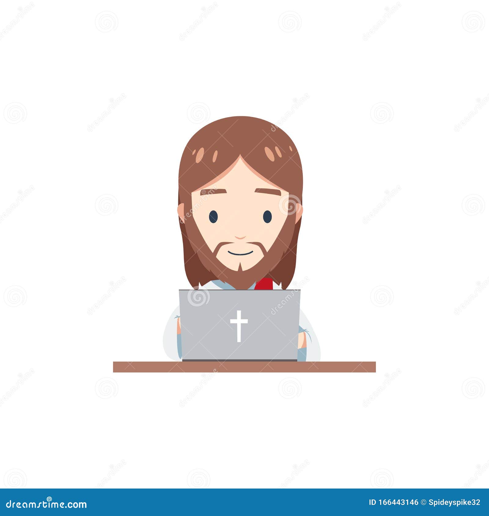 Cute Jesus is Using a Computer. Isolated Vector Illustration Stock ... Cute Jesus is Using a Computer. Isolated Vector Illustration Stock ...