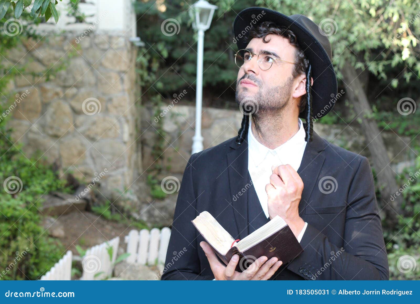 Cute Jewish Man Praying Outdoors Stock Image - Image of education, good ...