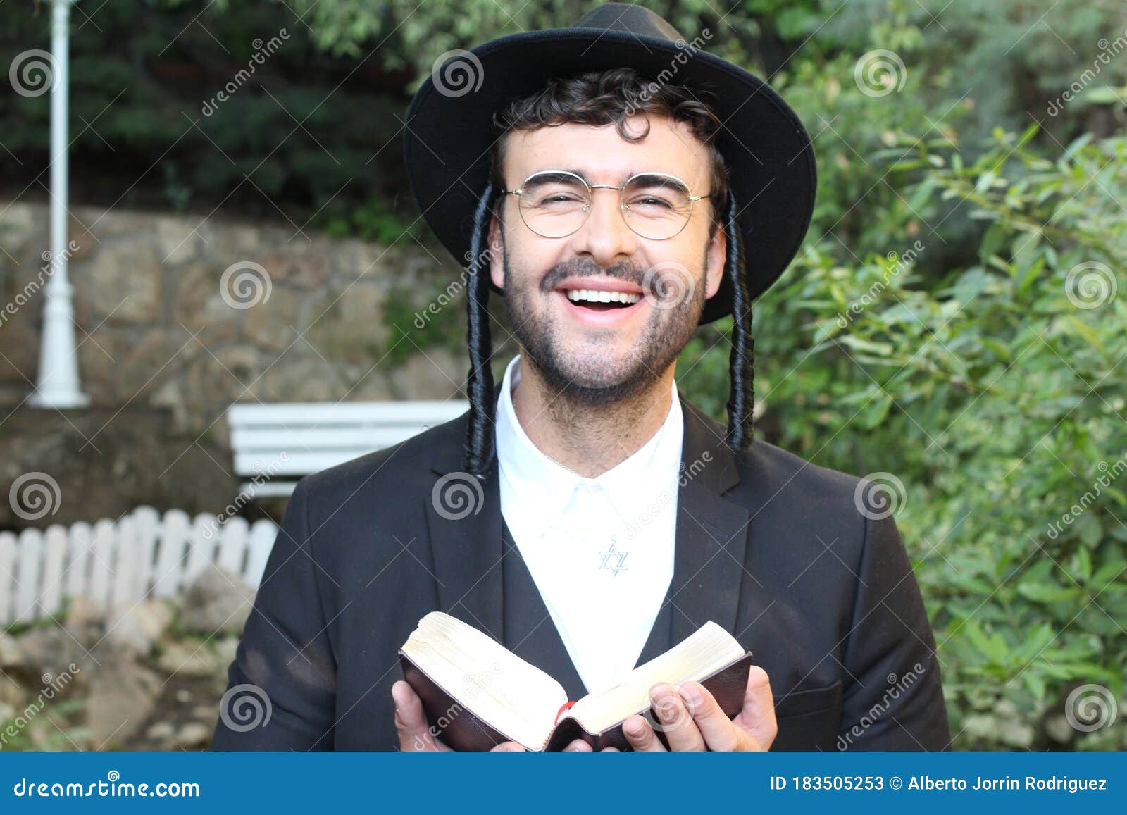 Cute Jewish Man Smiling Outdoors Stock Image - Image of book, holy ...