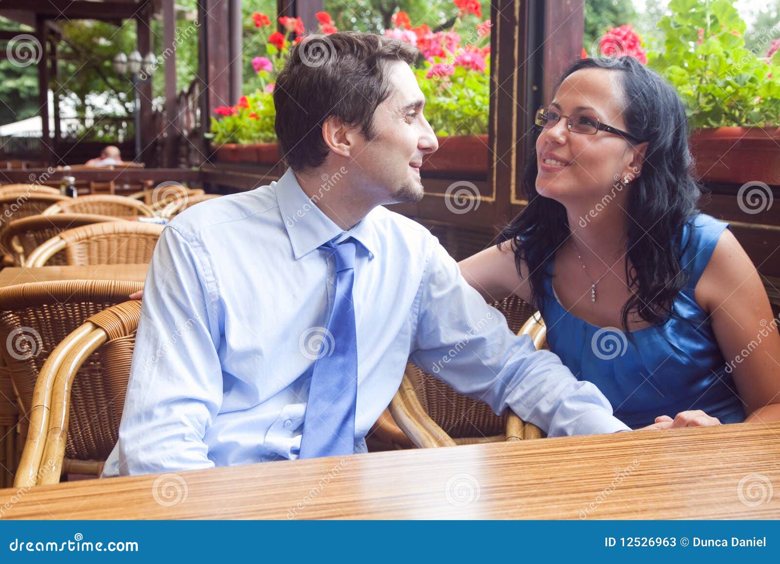 Cute Joyful Couple at Restaurant Table Stock Image - Image of pretty ...