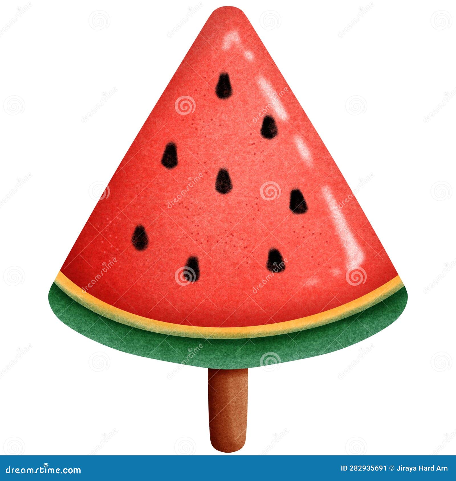 Cute and Juicy Watermelon Popsicle in Summer Stock Image - Illustration ...