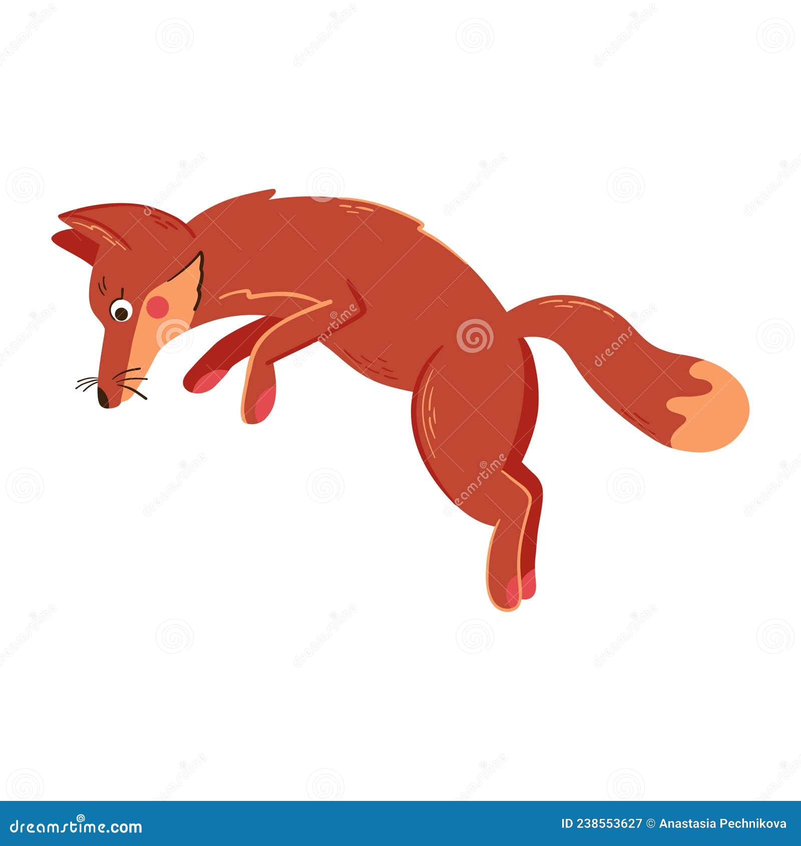Cute Jumping Fox Vector Illustration. Forest Wild Animal Stock Vector ...