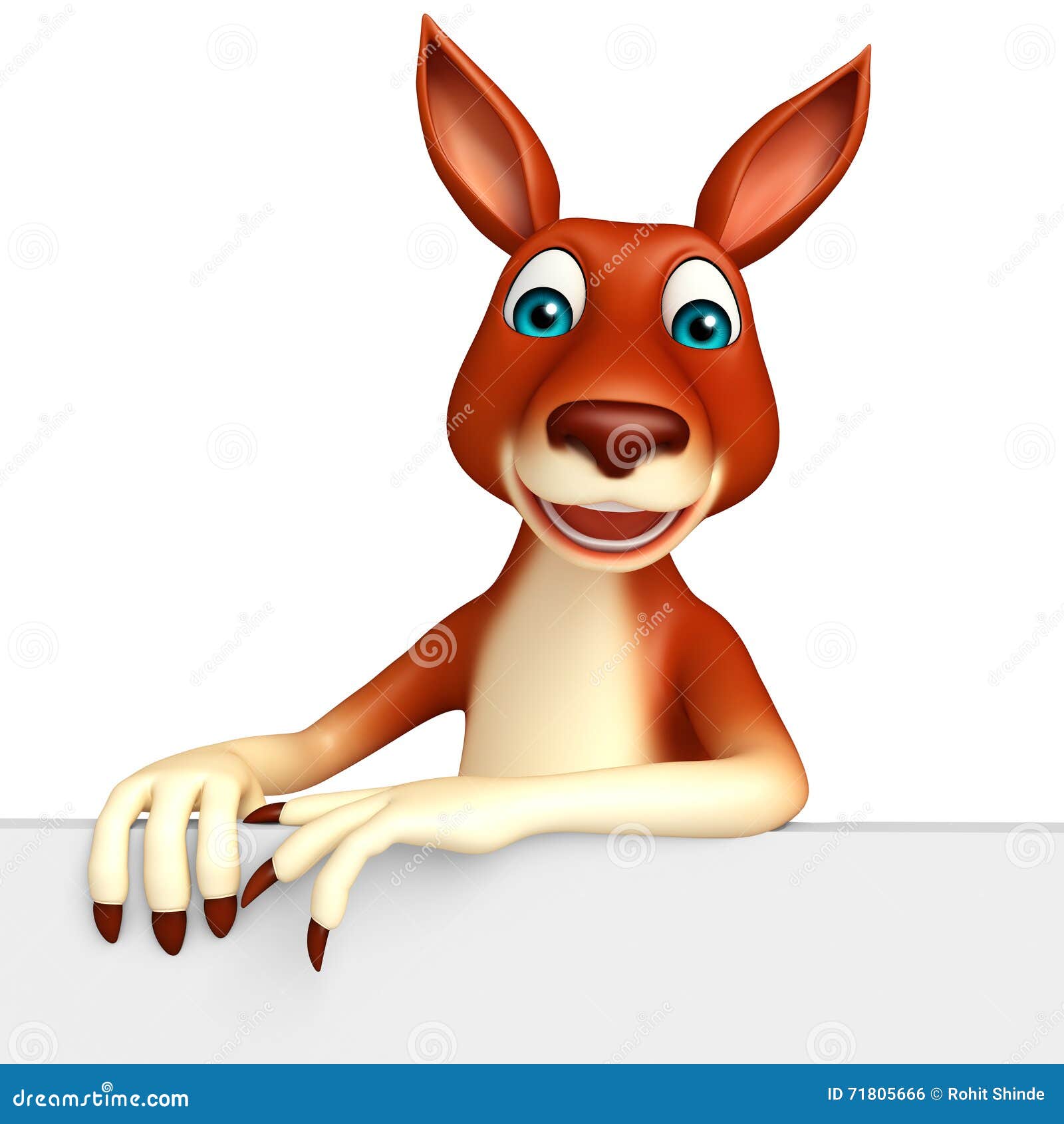 Cute Kangaroo Cartoon Character with Board Stock Illustration ...
