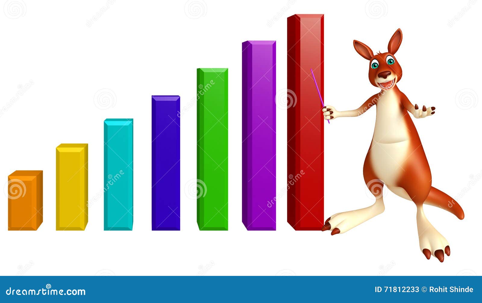 Cute Kangaroo Cartoon Character with Graph Stock Illustration ...