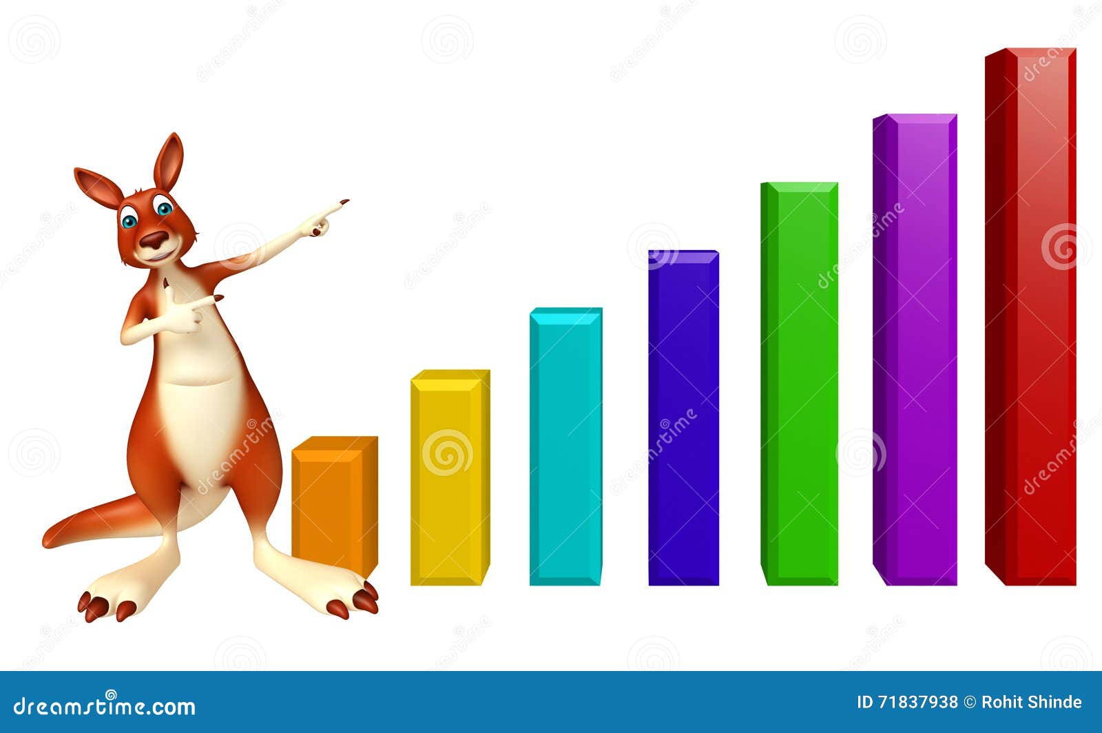 Cute Kangaroo Cartoon Character with Graph Stock Illustration ...