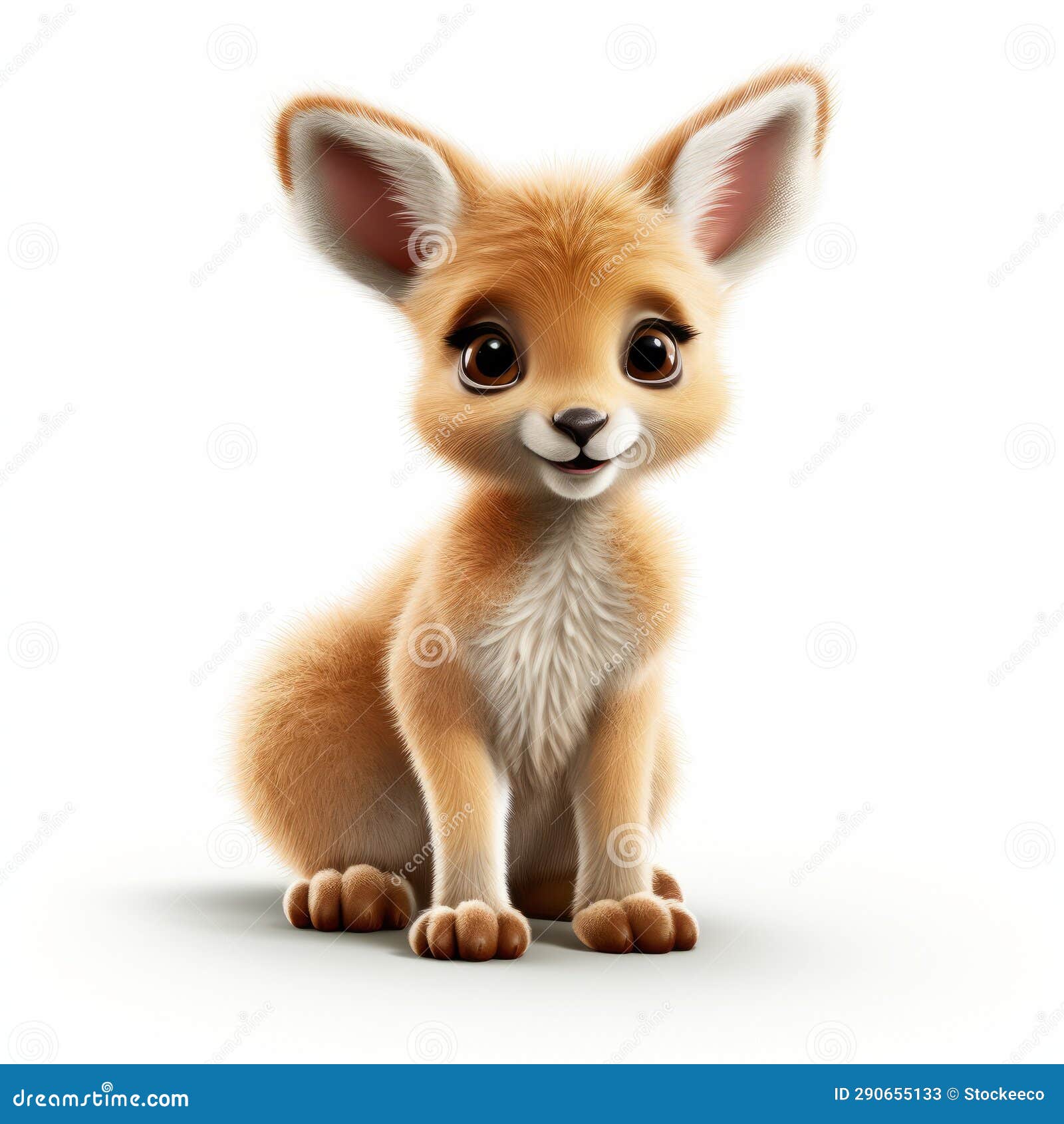 Cute Kangaroo Sitting on White Background - Hyper-realistic Anime ...